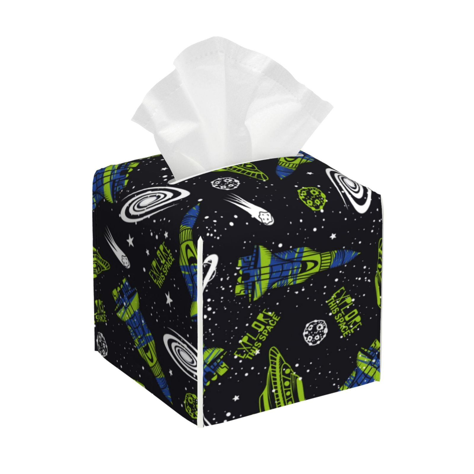 Sikiie Space Rockets Leather Tissue Box Cover Square, tissue box holder ...