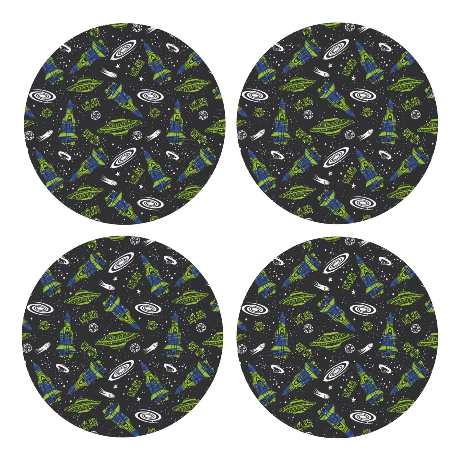 Sikiie Space Rockets MDF Cork Coaster 4 Pcs - Absorbent Beverage ...