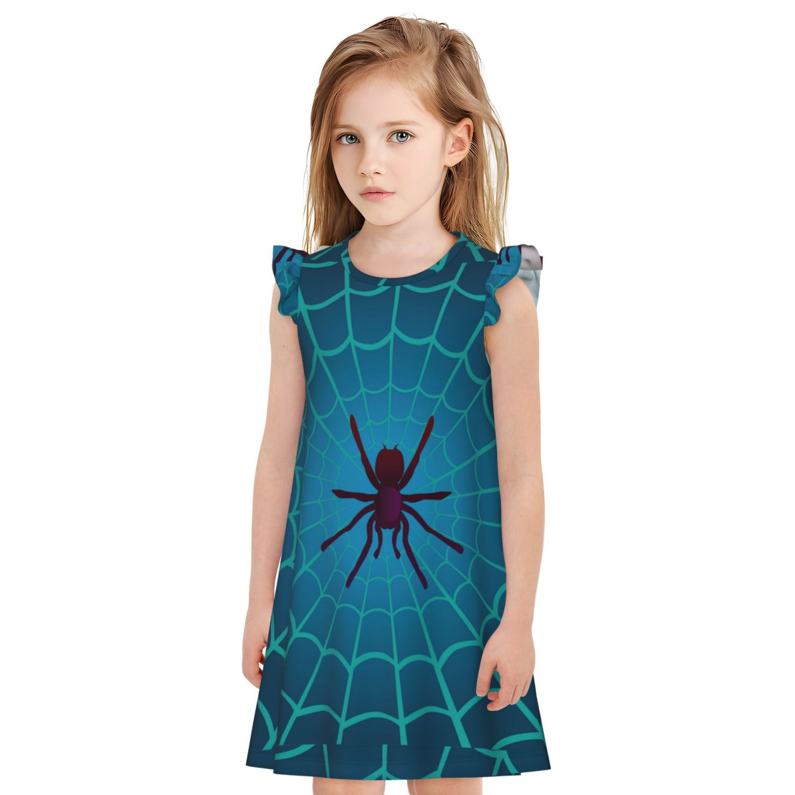 Sikiie Spider And Cobweb Girls Nightgowns 3-10 Years Flutter Short ...