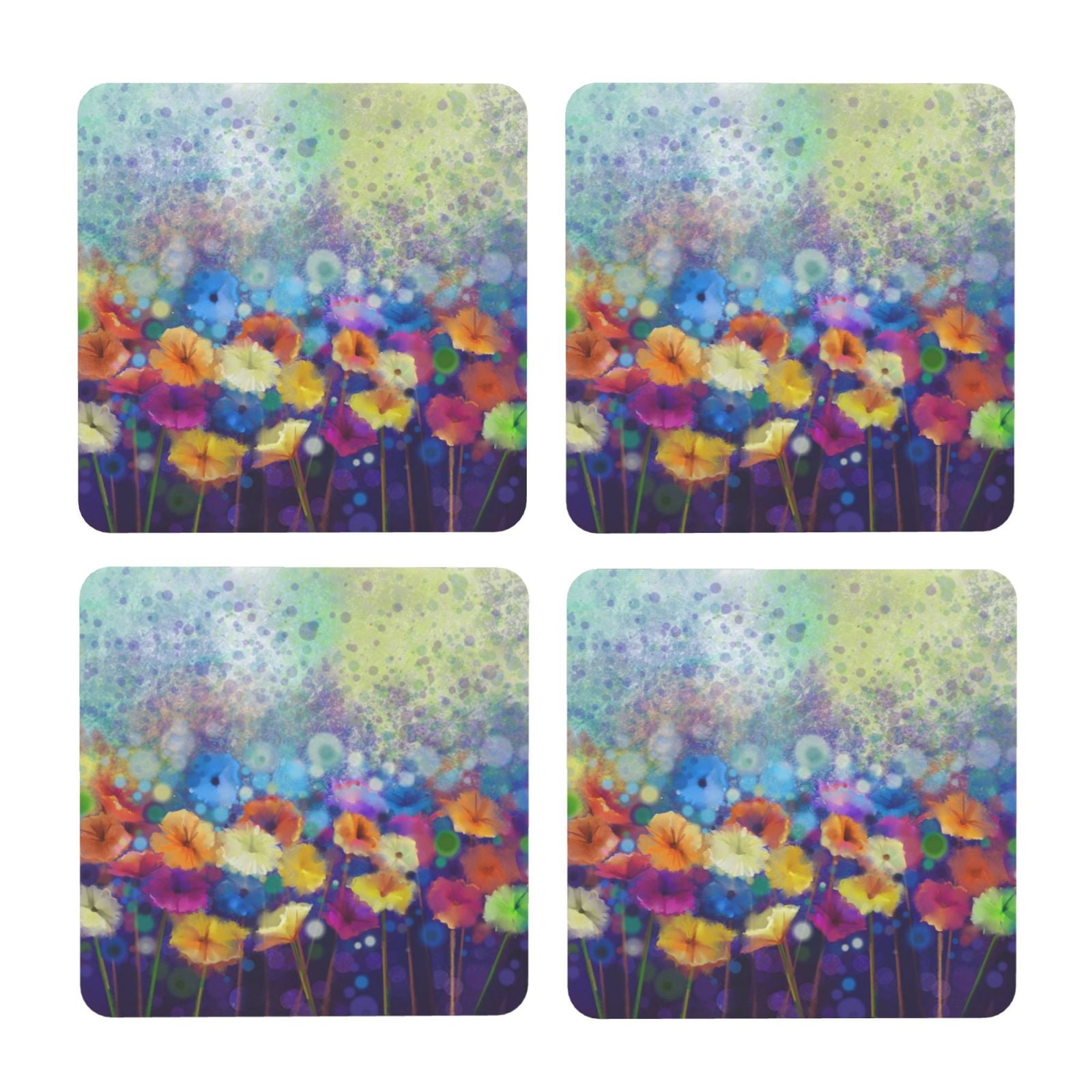 Sikiie Spring Flower Seasonal MDF Cork Coaster 4 Pcs - Absorbent ...