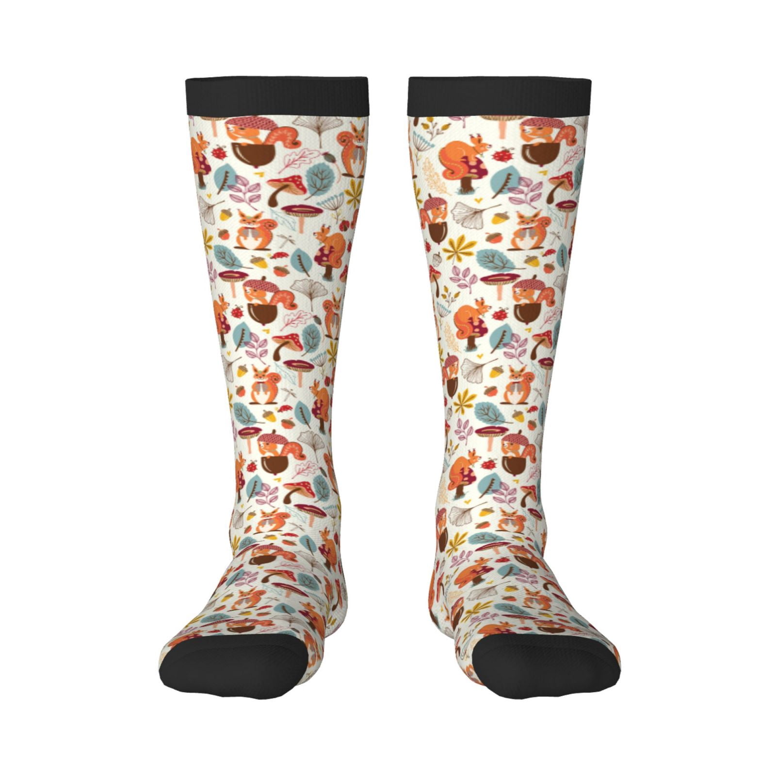 Sikiie Squirrel Nuts Mushroom Knee Socks, High Socks Long Stretchy Sock ...