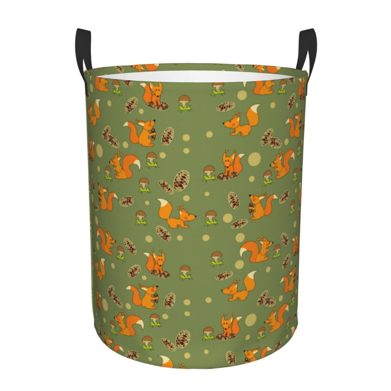 Sikiie Squirrel And Nuts Print Round Dirty Clothes Basket, Waterproof ...