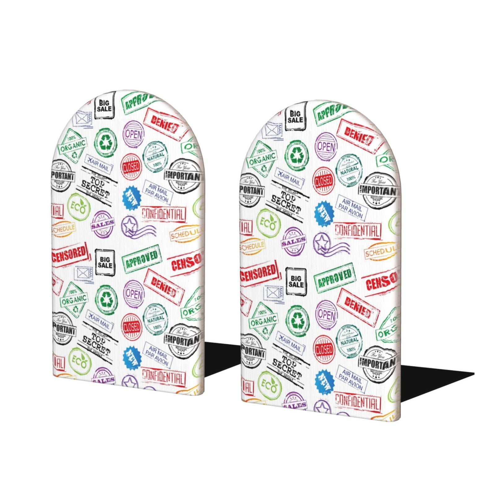 Sikiie Stamp Set Collection Bookends 1 Pair, Wood Bookends for Shelves ...