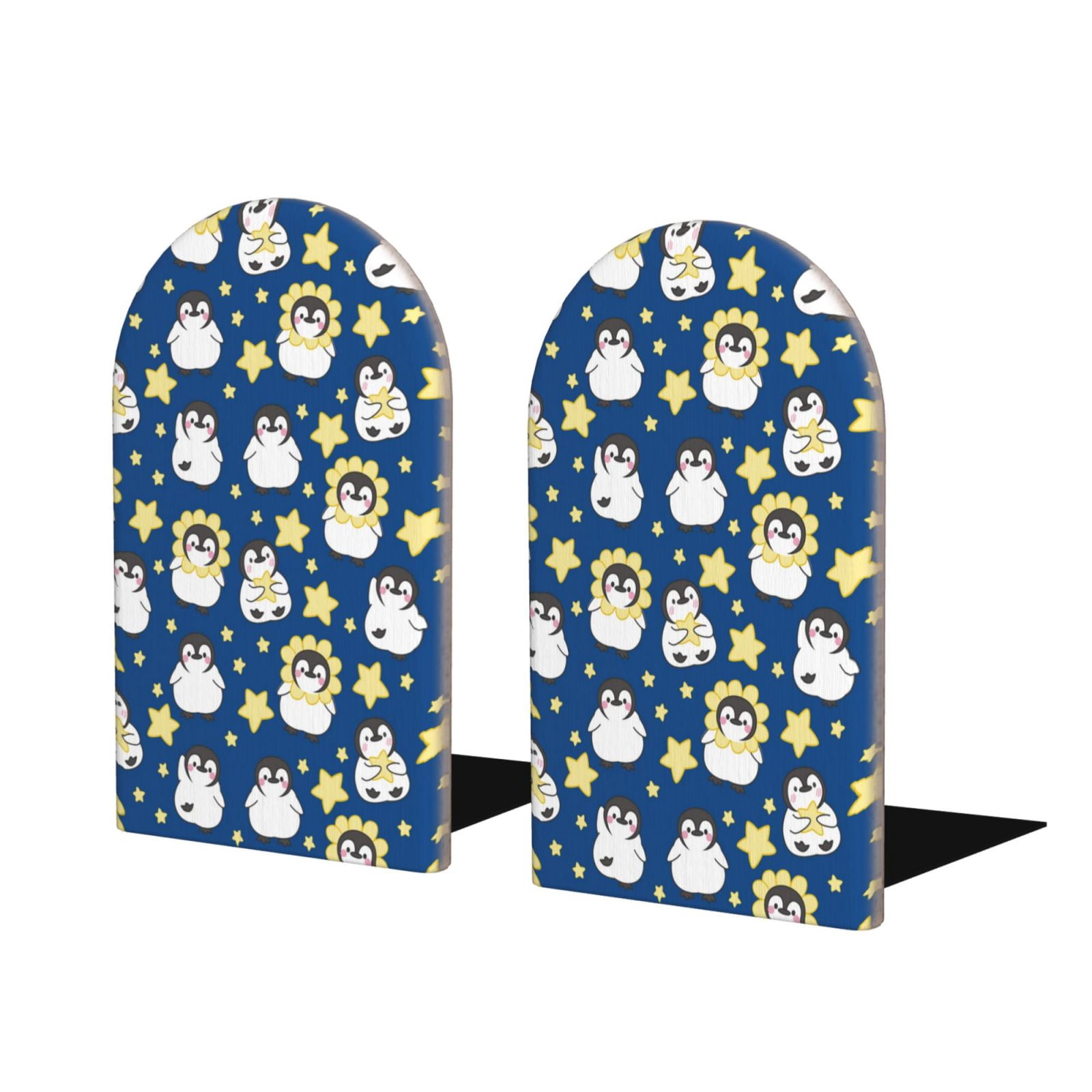 Sikiie Star Penguin Bookends 1 Pair, Wood Bookends for Shelves, Book ...