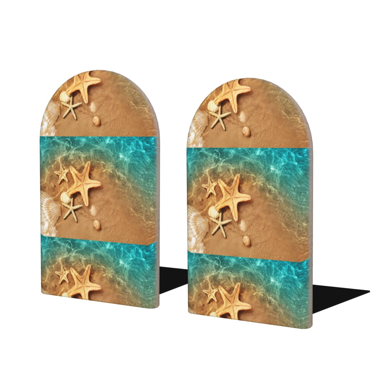 Sikiie Starfish And Seashell 1 Bookends 1 Pair, Wood Bookends for ...