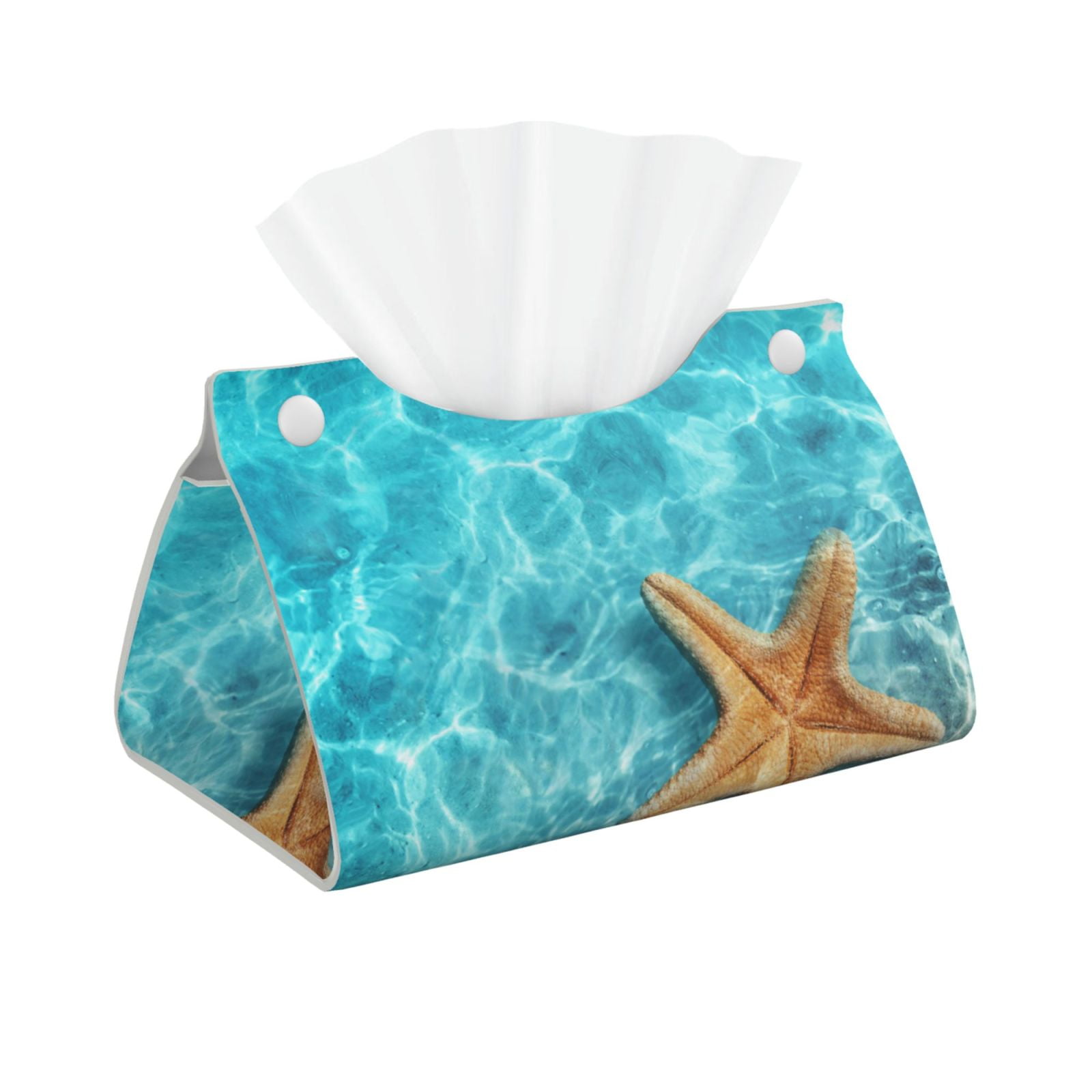 Sikiie Starfish And Seashell On The Beach 1 Leather Tissue Box Cover ...