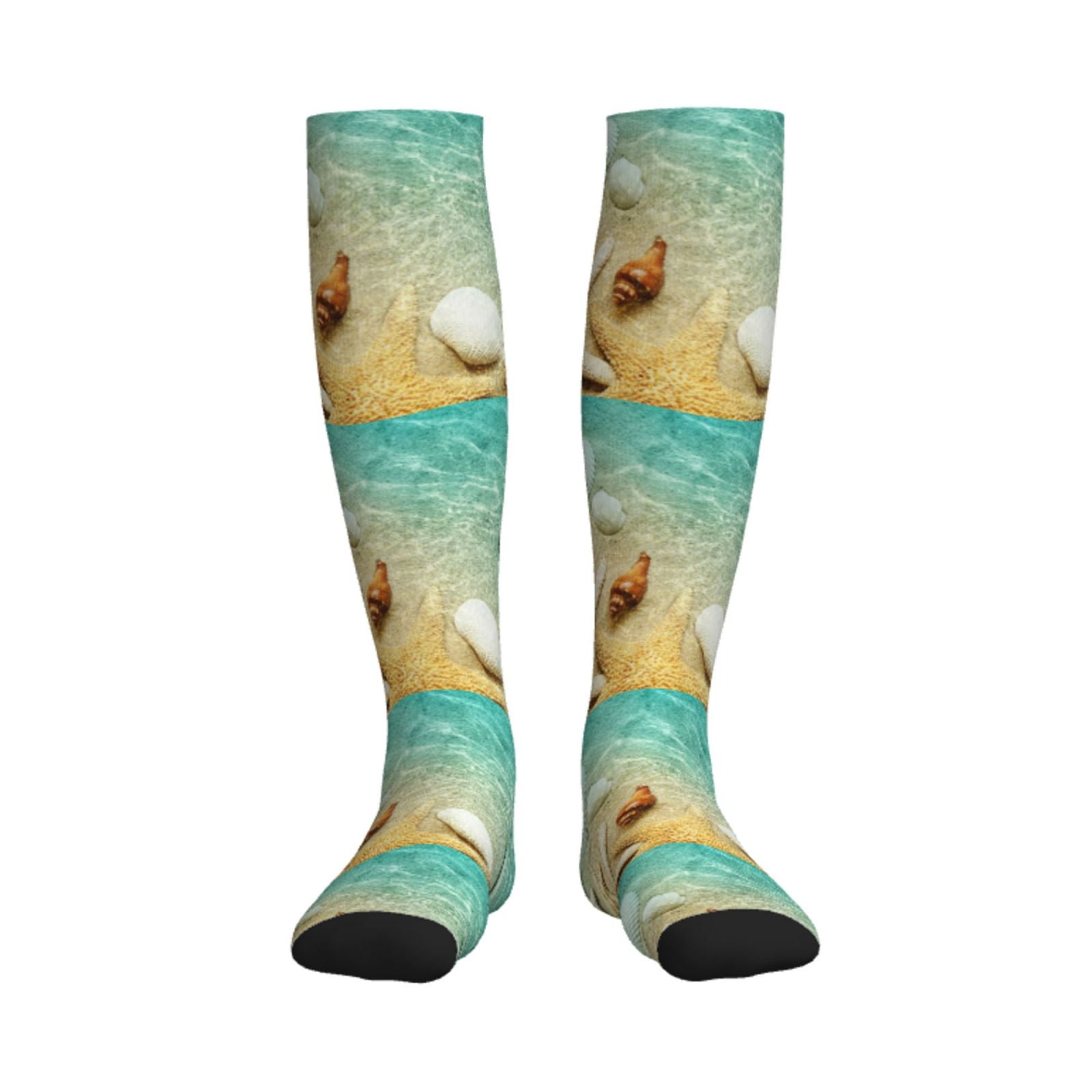 Sikiie Starfish And Seashell On The Beach 1 Pairs Compression Socks for ...
