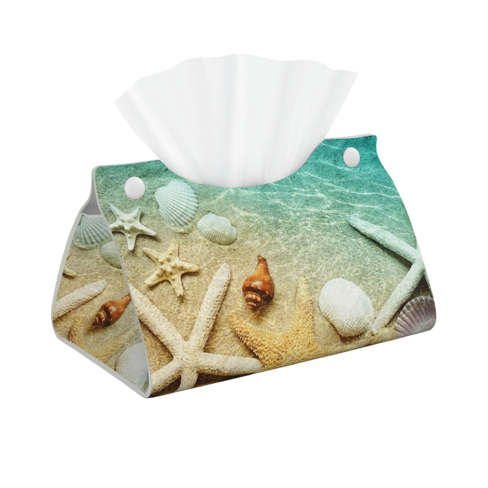 Sikiie Starfish And Seashell On The Beach Leather Tissue Box Cover ...