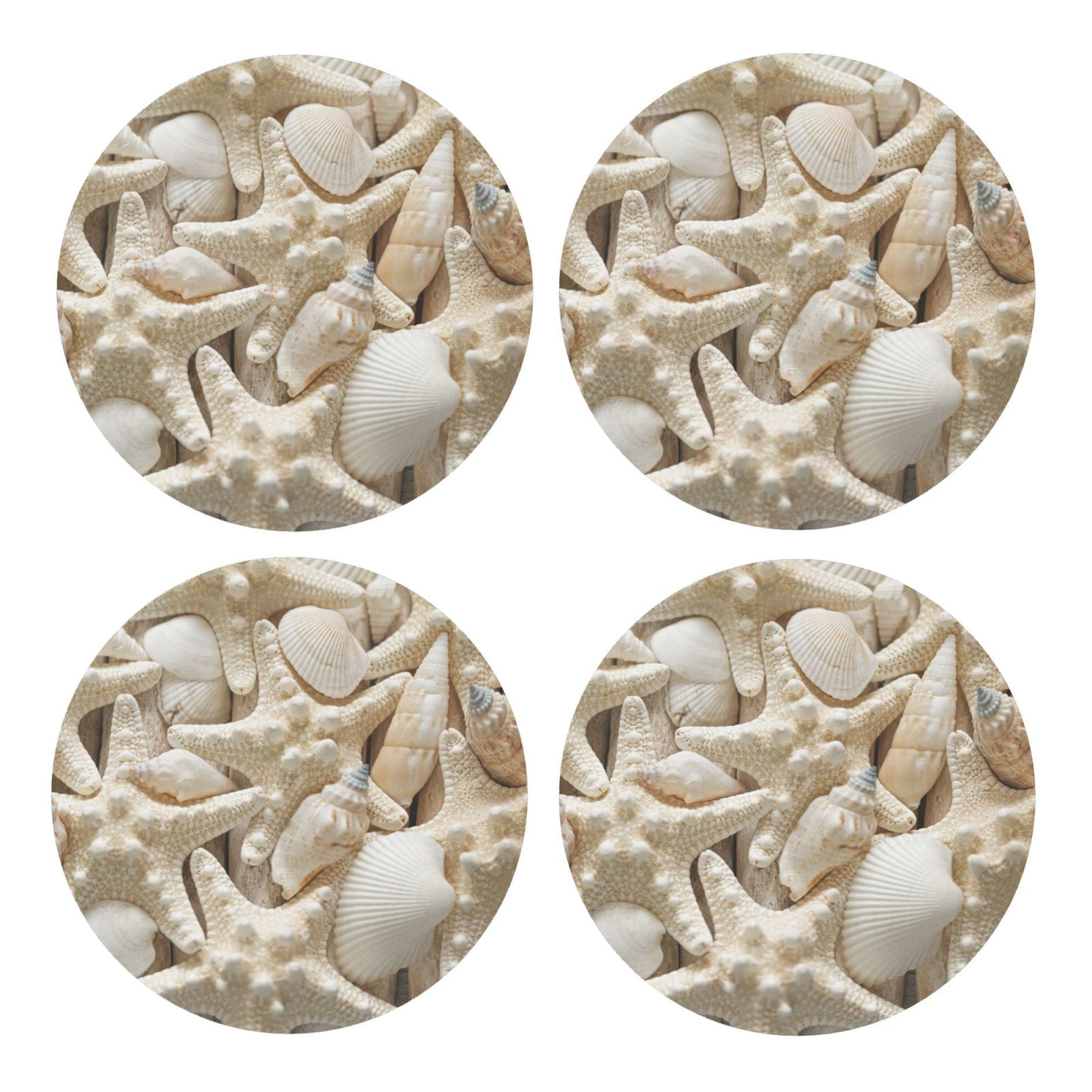 Sikiie Starfish and Sea Shells MDF Cork Coaster 4 Pcs - Absorbent ...