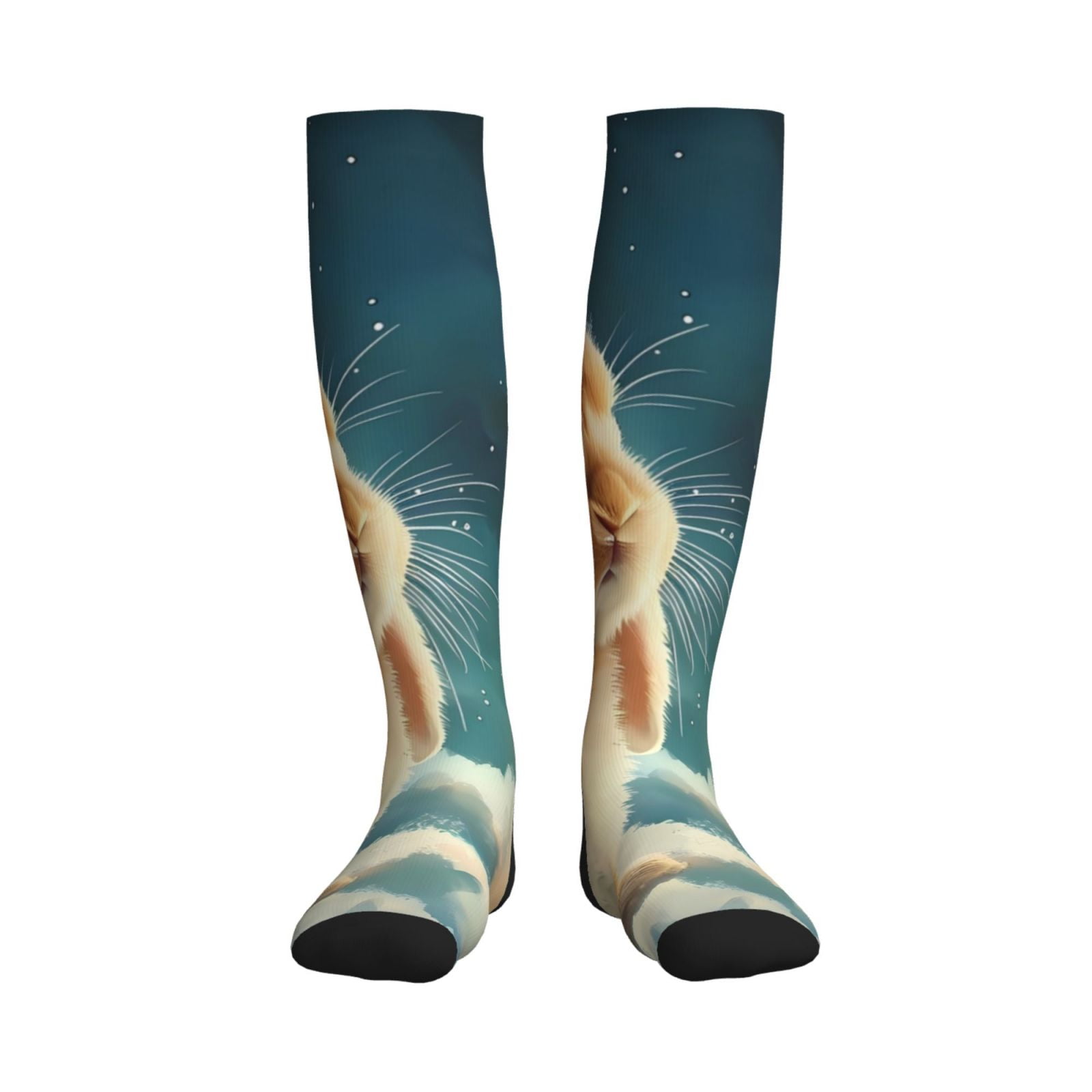Sikiie Starry Sky Cloud Cute Rabbit 1 Pairs Compression Socks for Men ...
