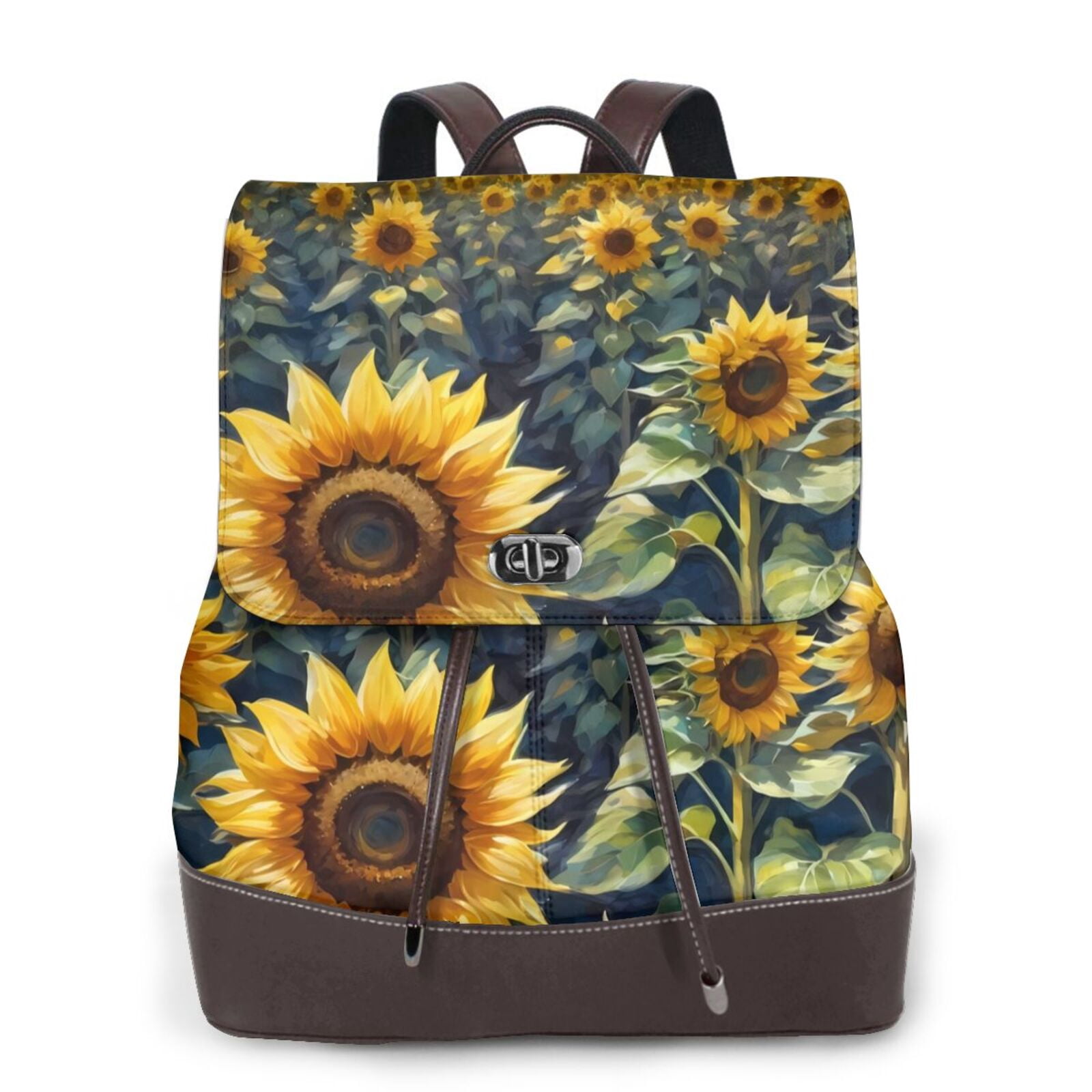 Sikiie Starry Sky Moon Sunflower Women Genuine Leather Backpack Fashion ...