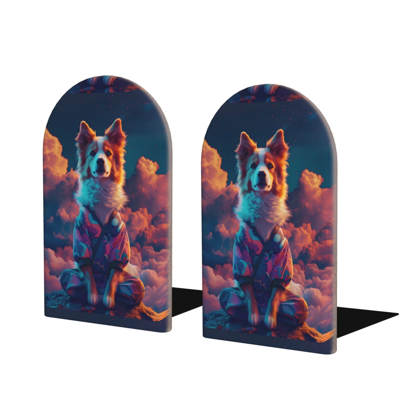 Sikiie Starry Sky White Cloud Puppy Bookends 1 Pair, Wood Bookends for ...
