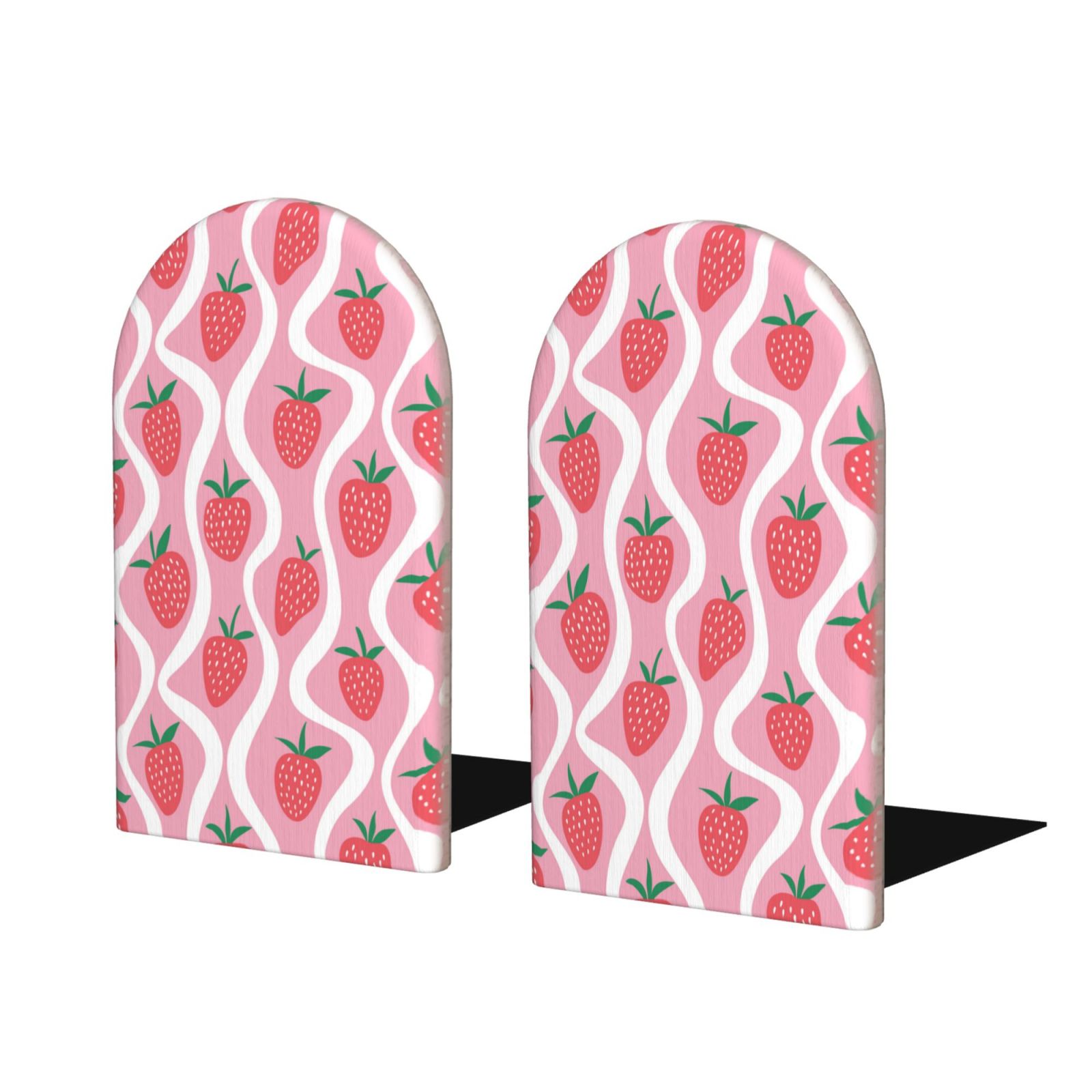 Sikiie Strawberries Bookends 1 Pair, Wood Bookends for Shelves, Book ...