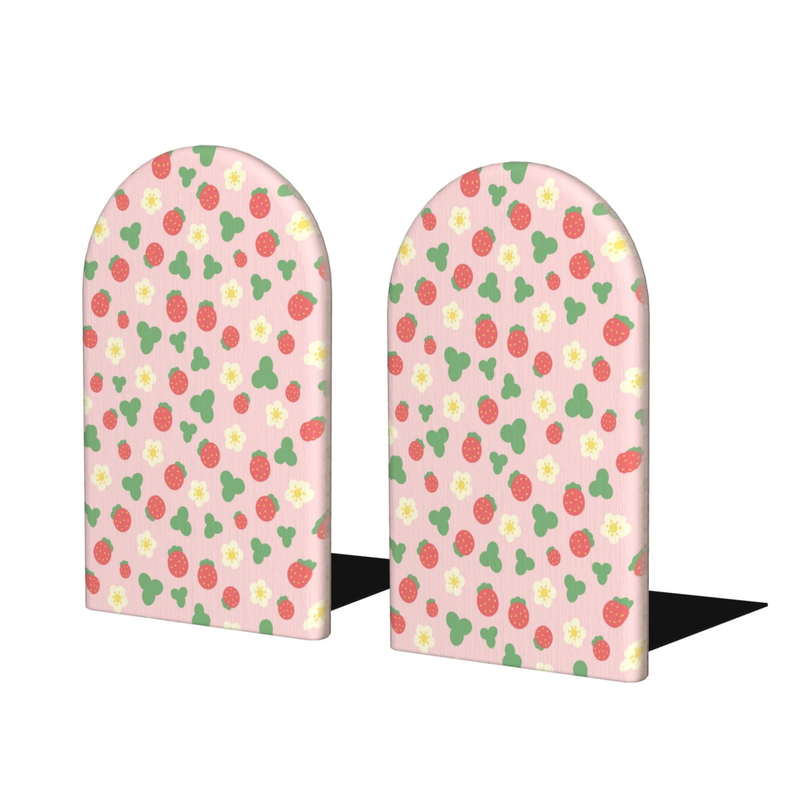 Sikiie Strawberry And Flowers Bookends 1 Pair, Wood Bookends for ...