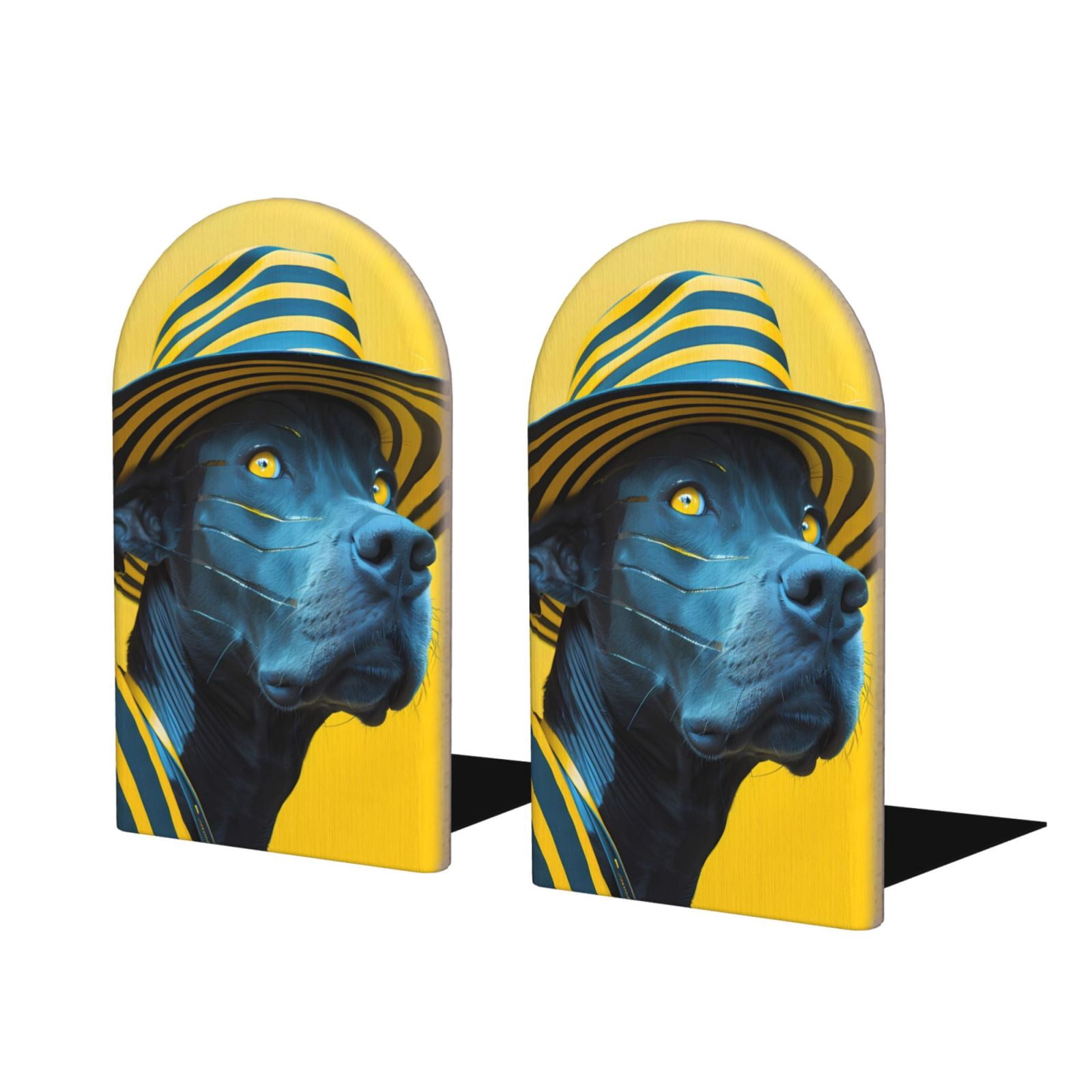 Sikiie Stylish Yellow Dog Bookends 1 Pair, Wood Bookends for Shelves ...
