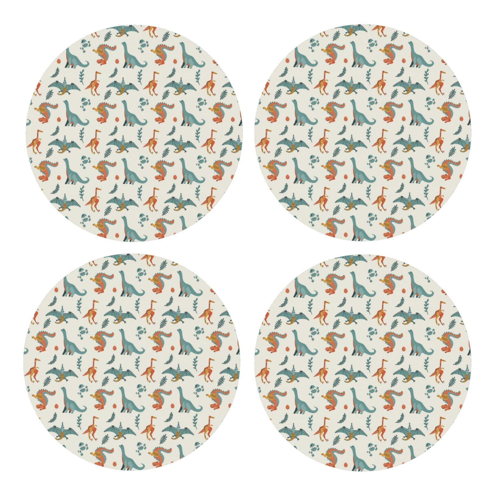 Sikiie Summer Dinosaur MDF Cork Coaster 4 Pcs - Absorbent Beverage ...