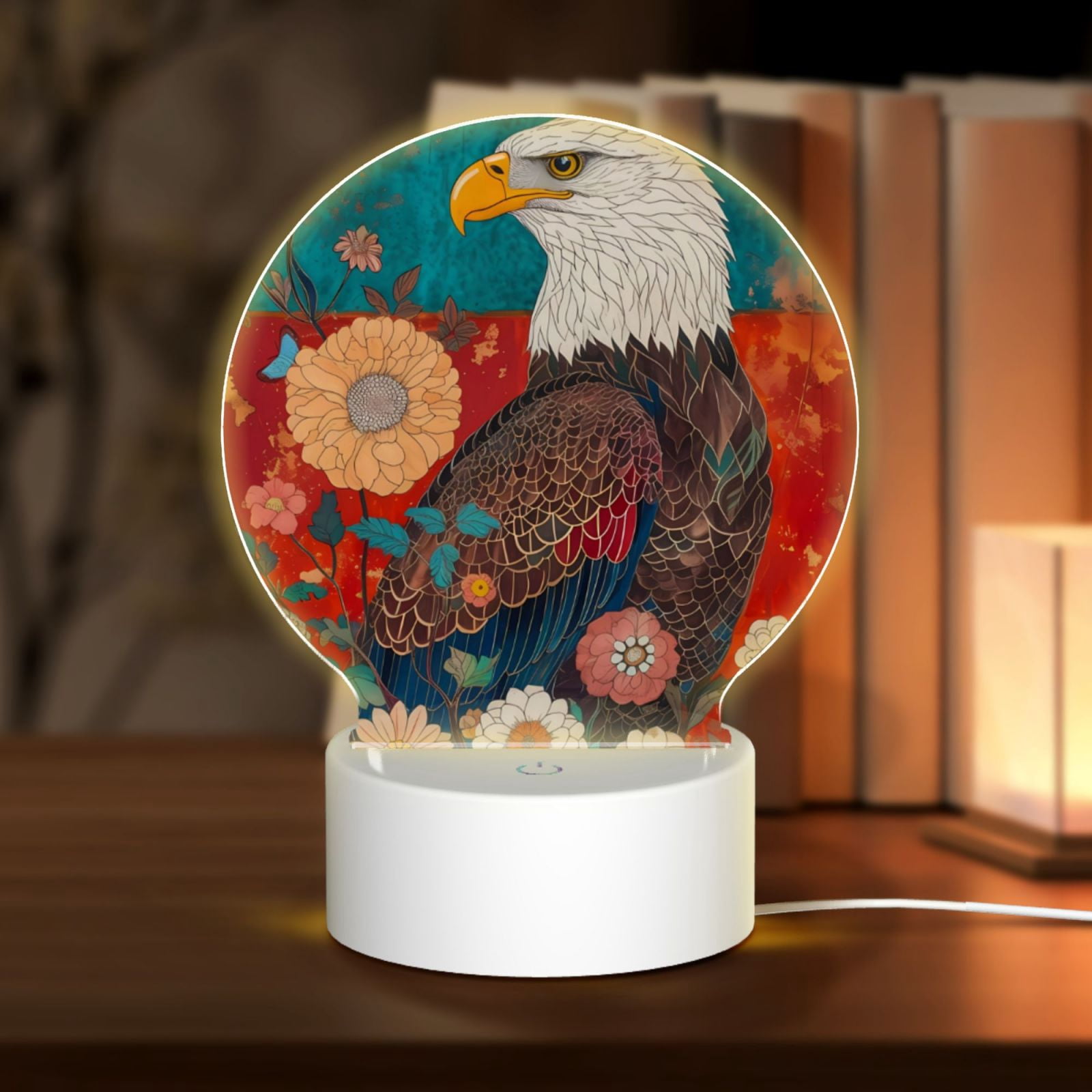 Sikiie Sunflower Bald Eagle Acrylic Night Light Gift Custom Acrylic ...