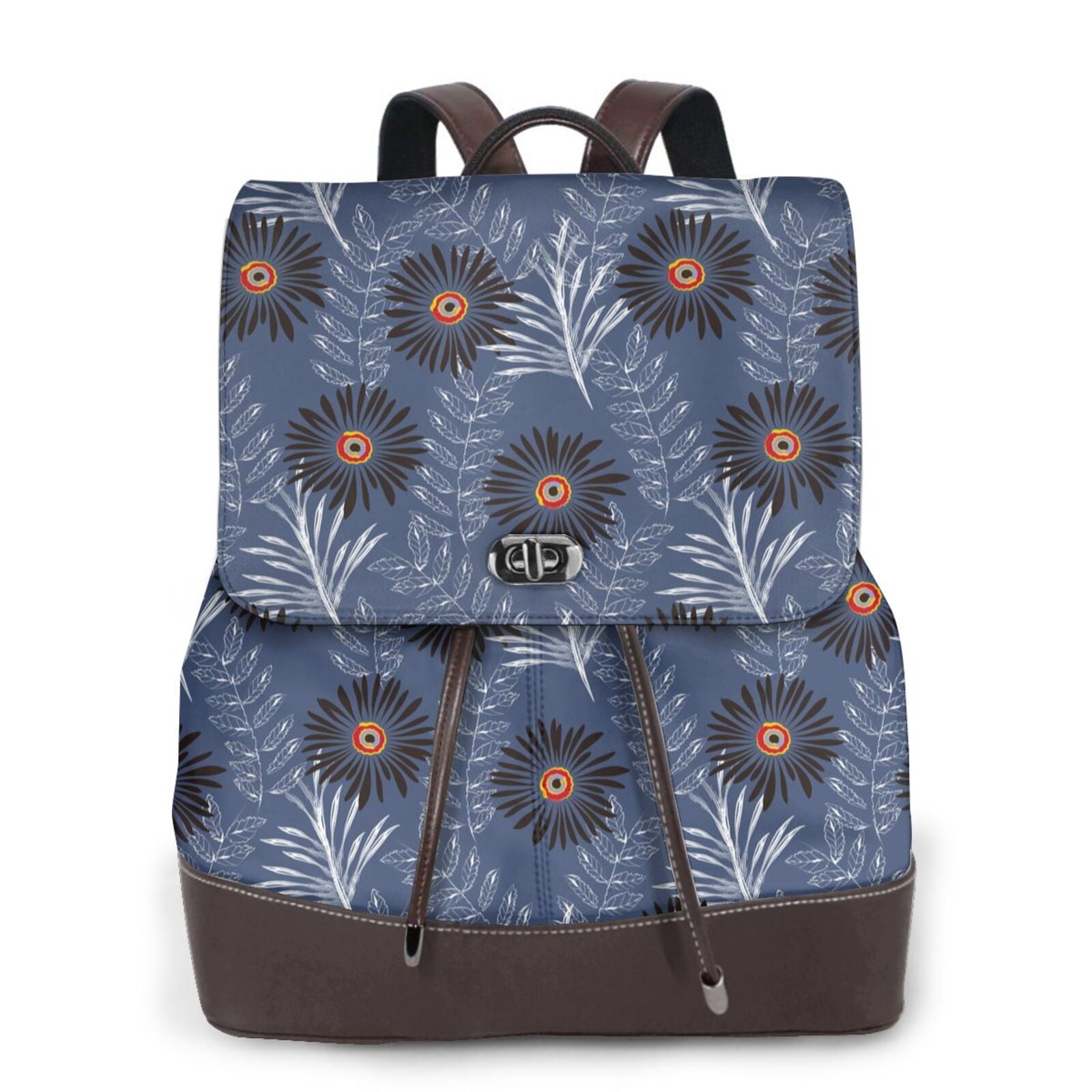 Sikiie Sunflowers Women Genuine Leather Backpack Fashion Rucksack ...