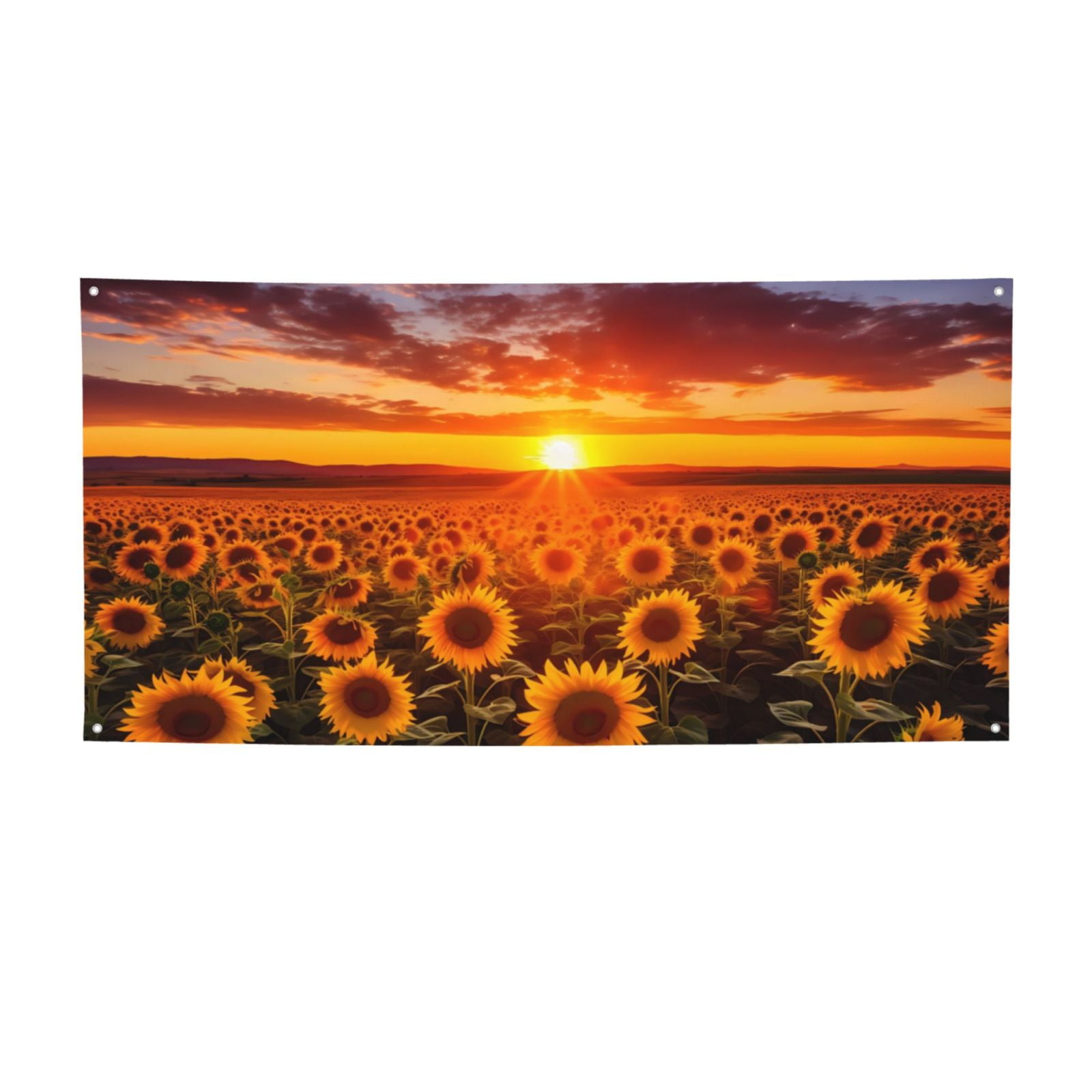 Sikiie Sunset Golden Sunflower Field Custom Banners and Signs Customize ...