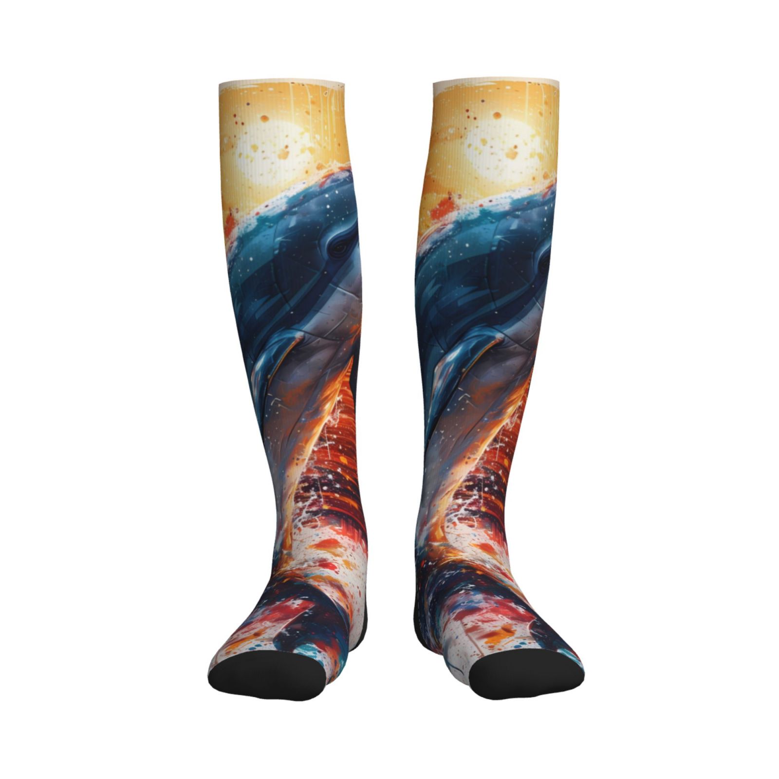 Sikiie Sunset Ocean Watercolor Dolphin 1 Pairs Compression Socks for ...