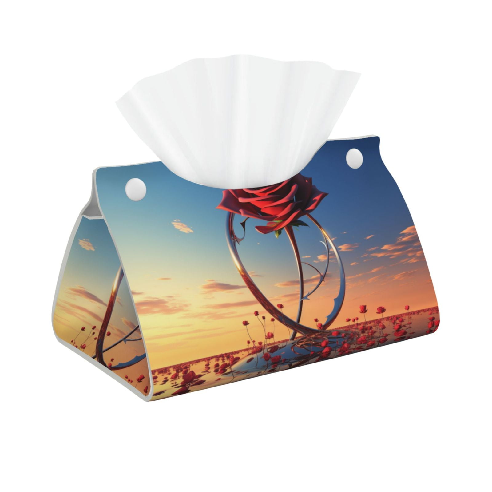Sikiie Sunset Rose Elegance Leather Tissue Box Cover Rectangle, Long ...