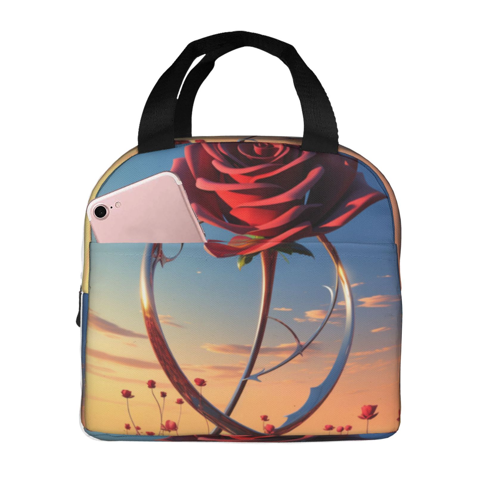 Sikiie Sunset Rose Elegance Lunch Bag for Women & Men Adult Insulated ...