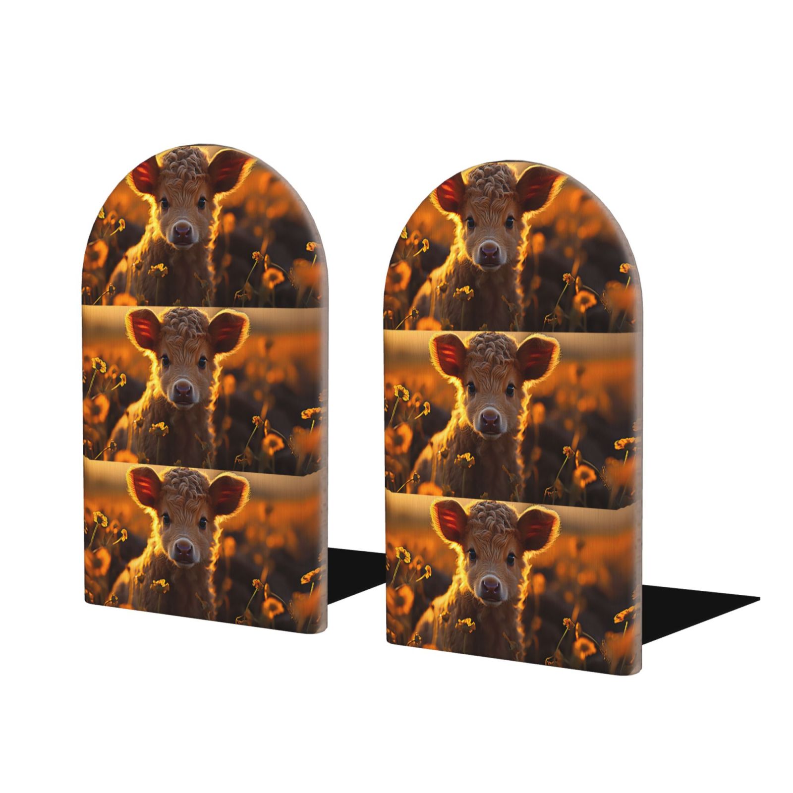 Sikiie Sunset Sunflower Cow Bookends 1 Pair, Wood Bookends for Shelves ...