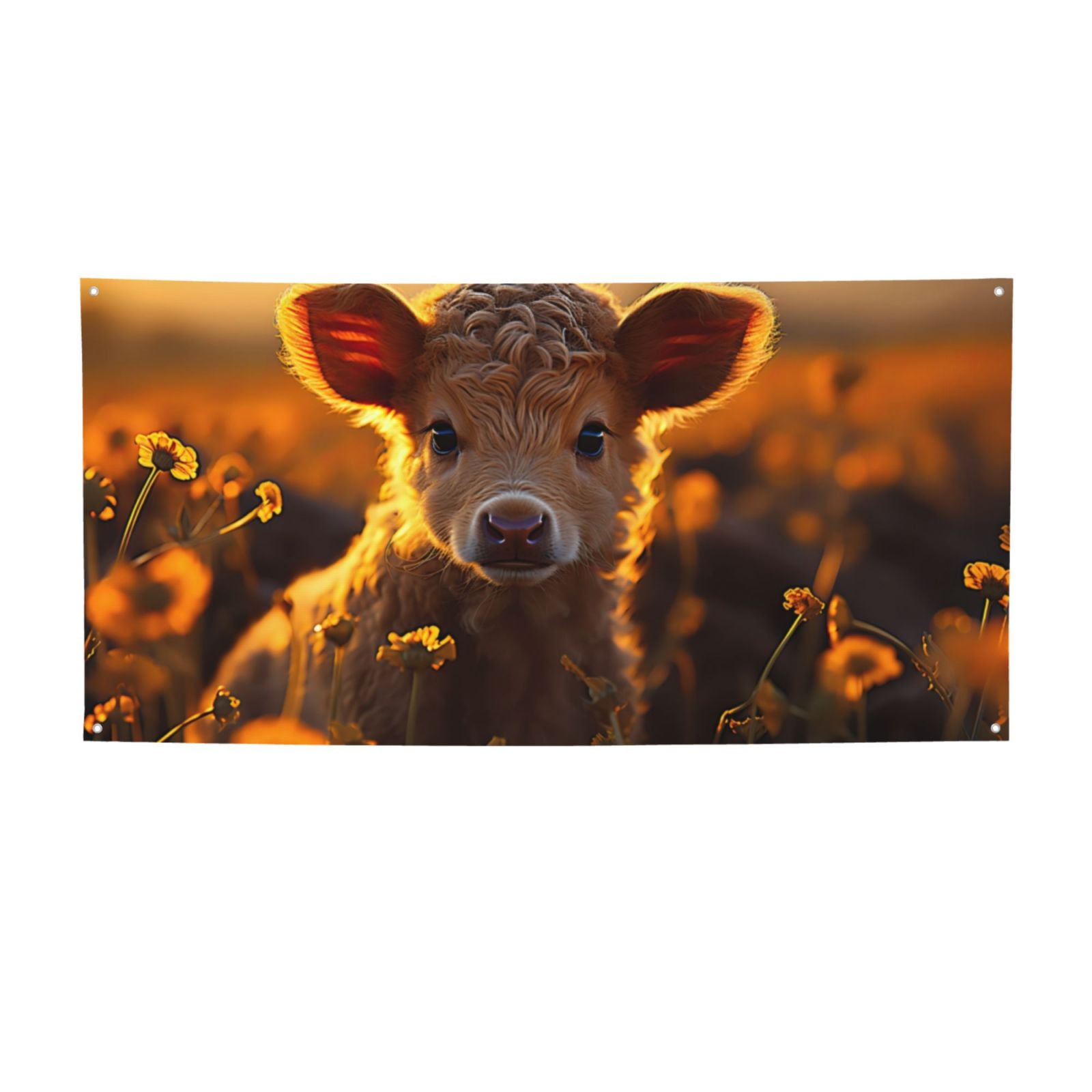 Sikiie Sunset Sunflower Cow Custom Banners and Signs Customize Outdoor ...