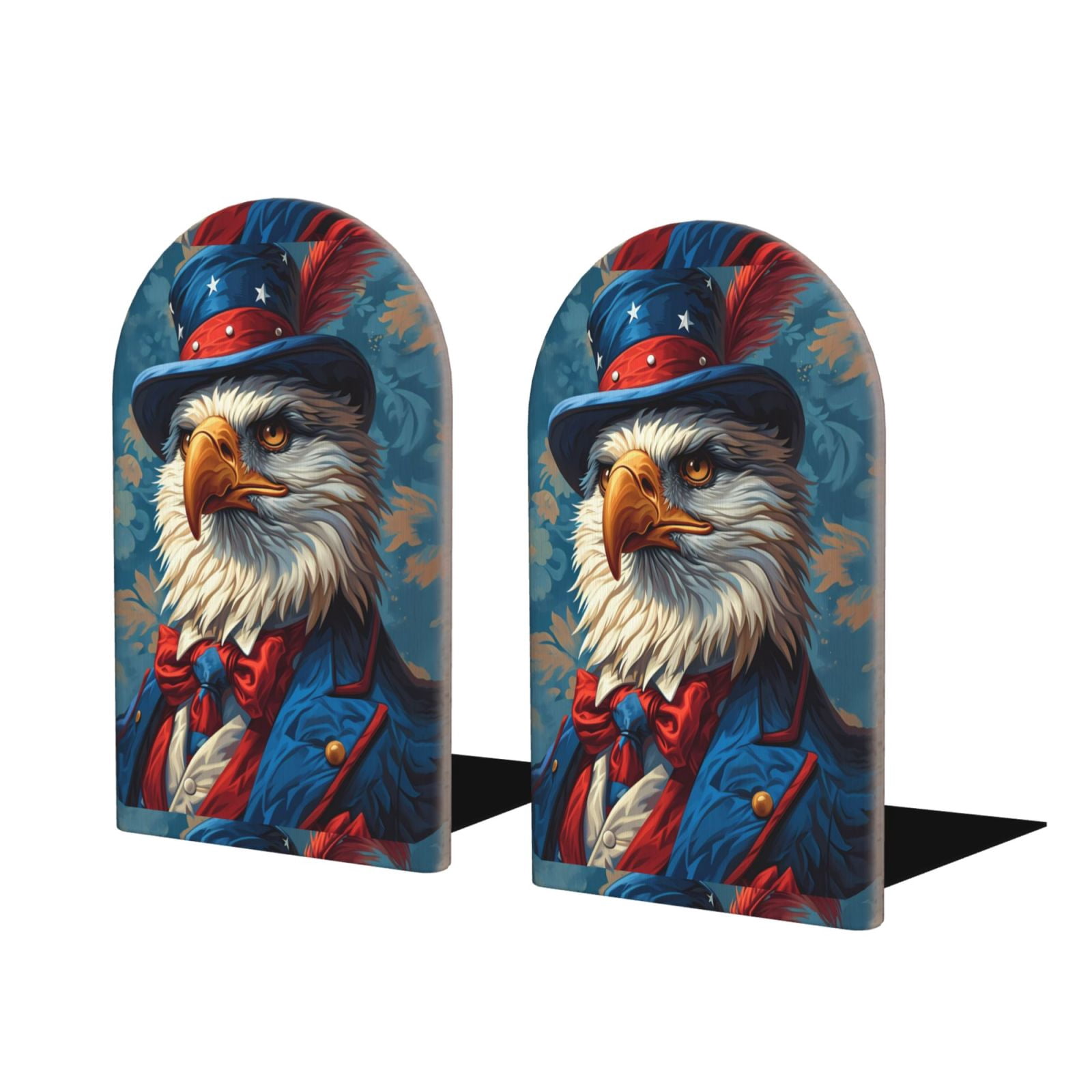Sikiie Surreal Bald Eagle Gentleman Bookends 1 Pair, Wood Bookends for ...