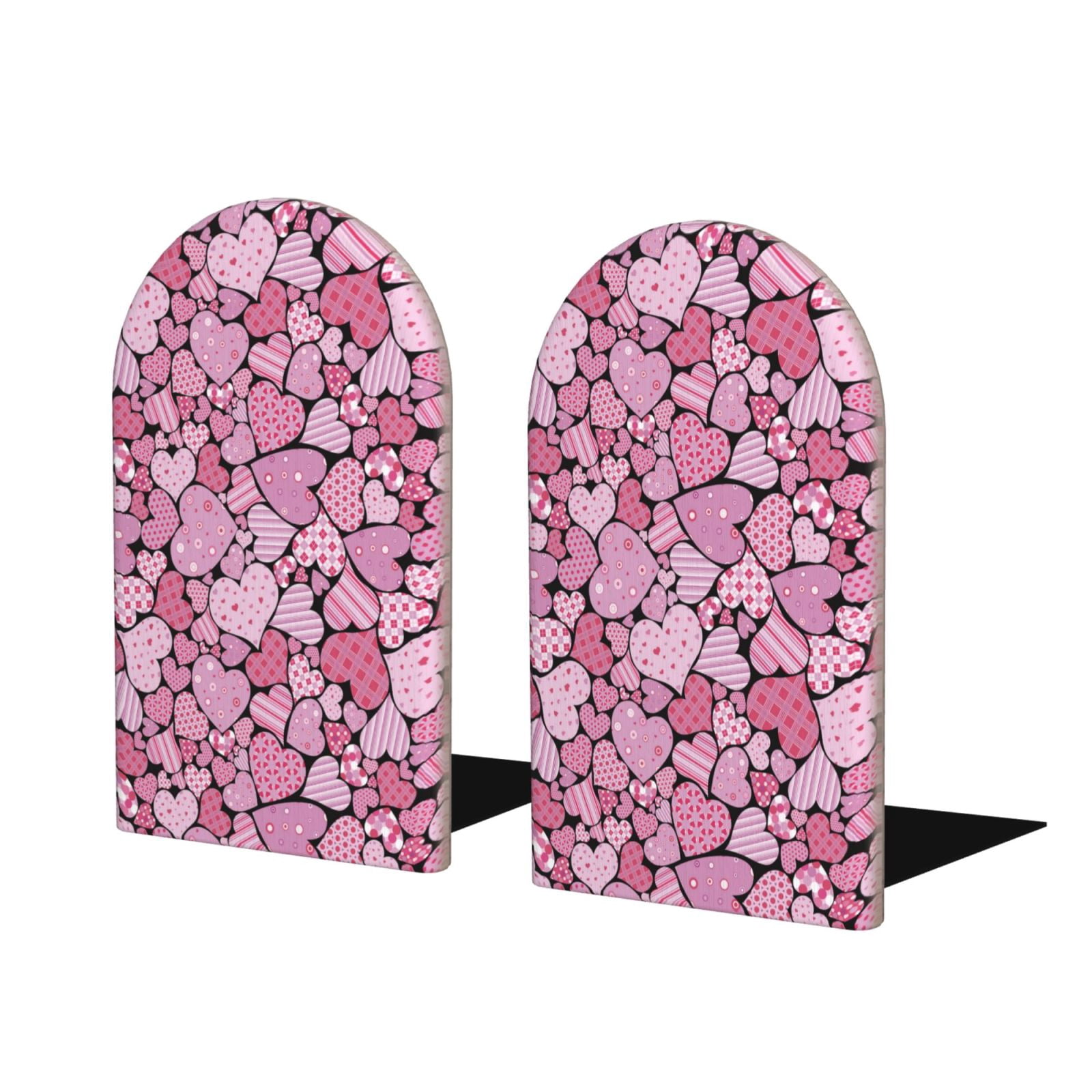 Sikiie Sweet Heart Bookends 1 Pair, Wood Bookends for Shelves, Book ...