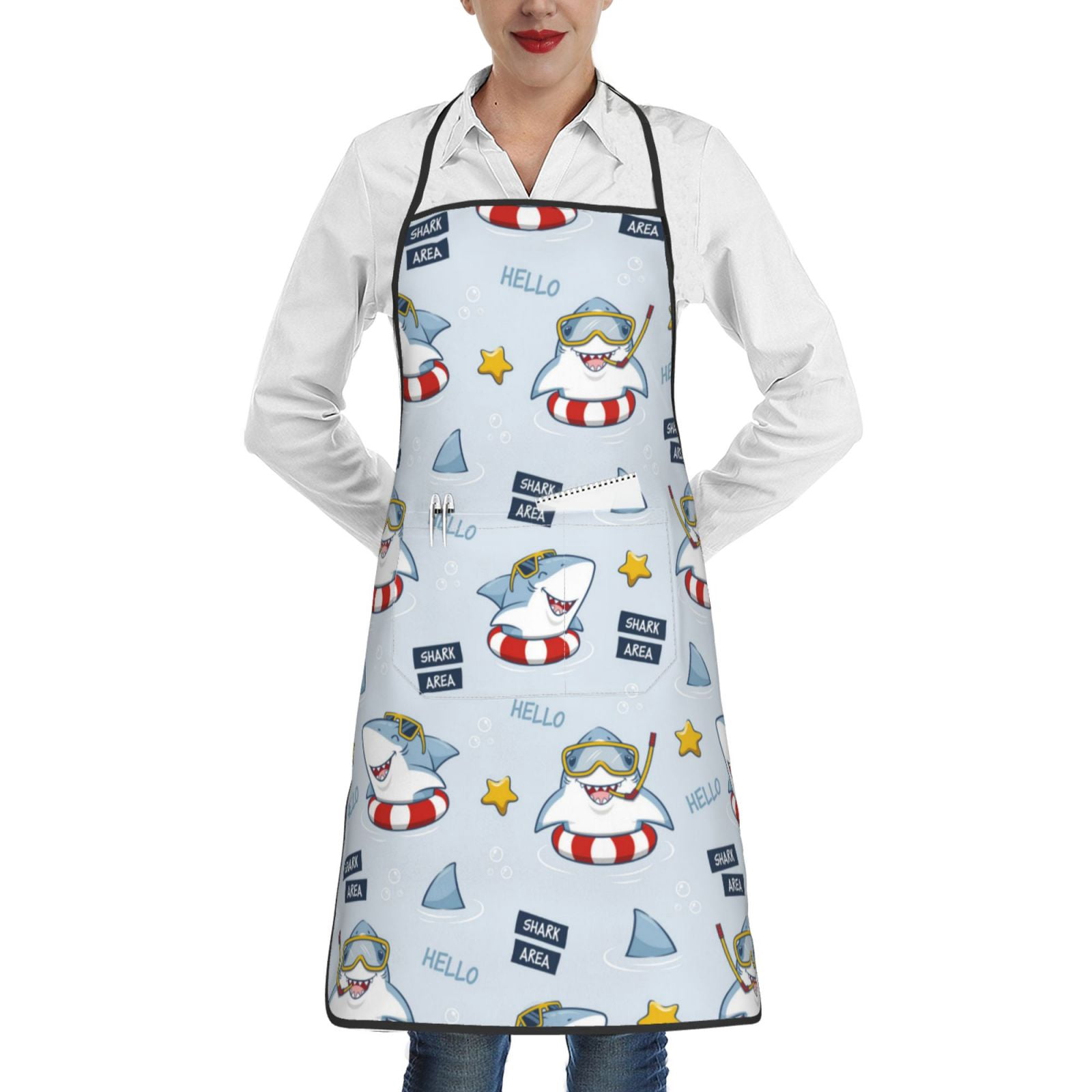 Sikiie Swimming Shark Aprons for Kitchen Cooking Aprons, Chef Apron for ...