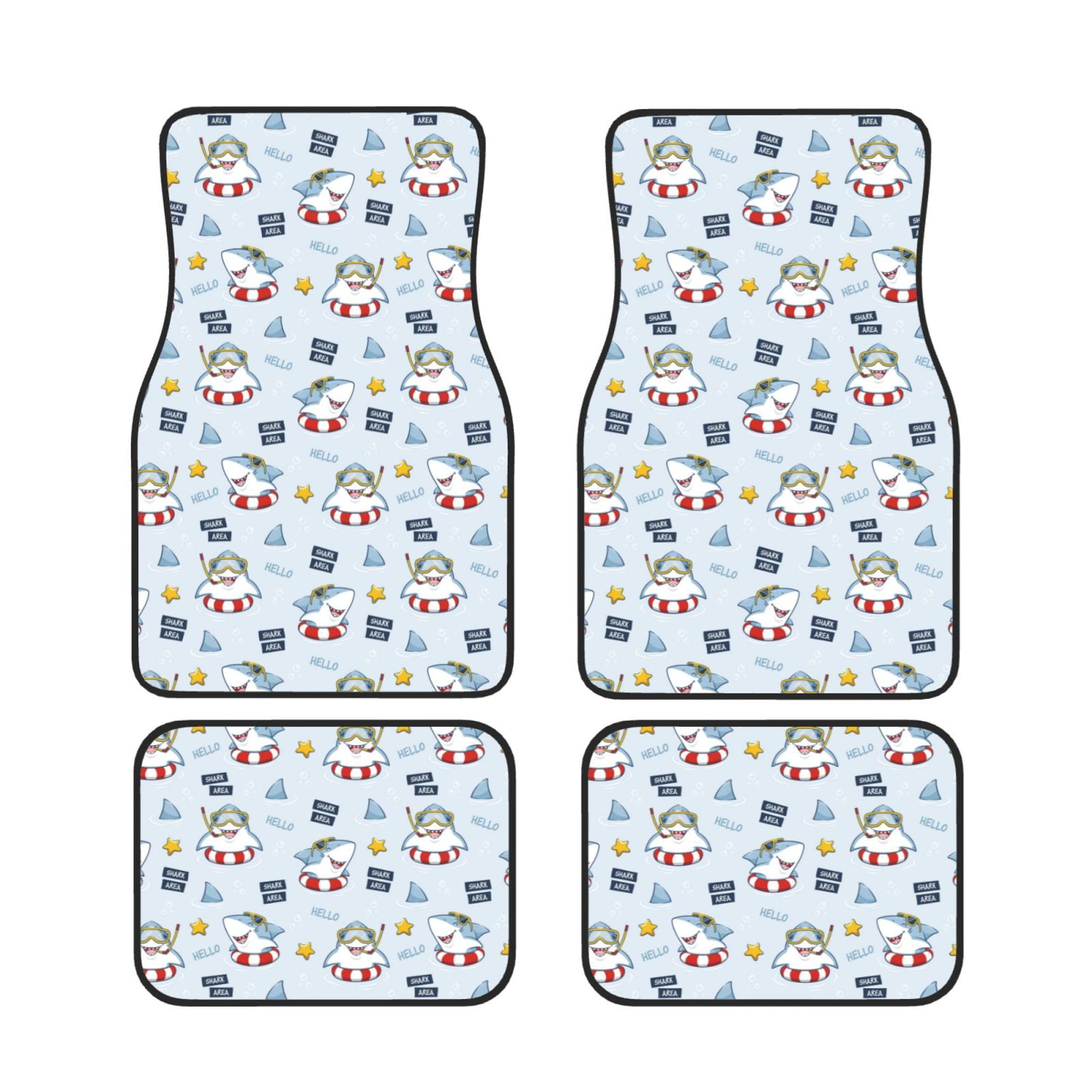 Sikiie Swimming Shark Car Foot Mat Set of 4 Pieces Basics Universal Fit ...