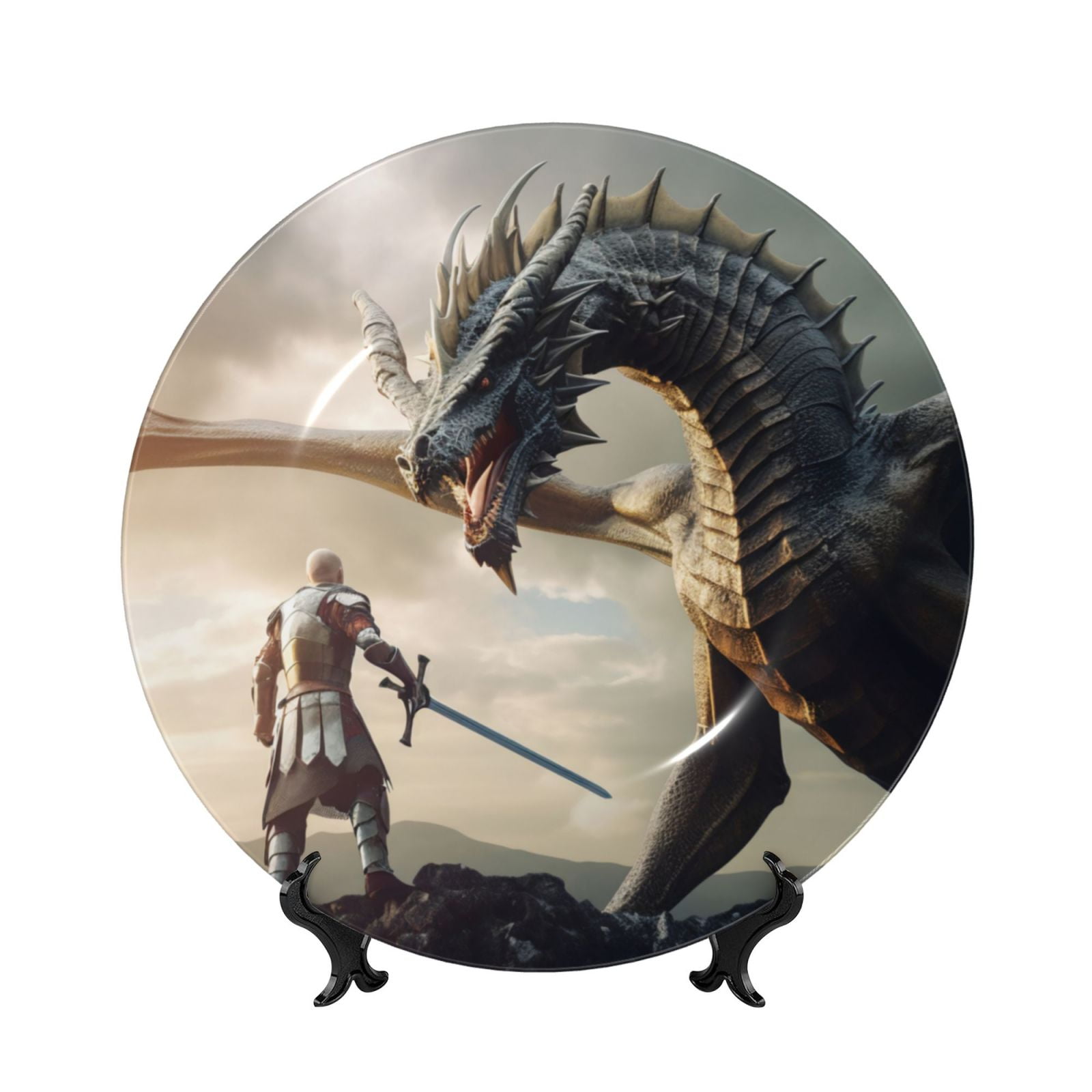Sikiie Swordsman Cool Dragon Bone China Decorative Plate Personality ...