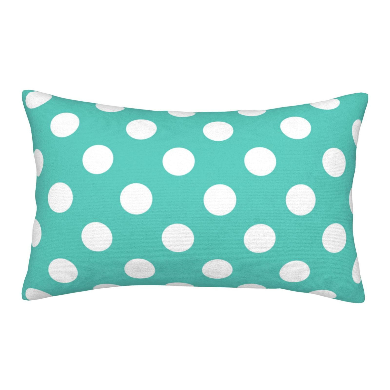Sikiie Teal Turquoise And White Polka Dot Print Plush Pillow Cover ...