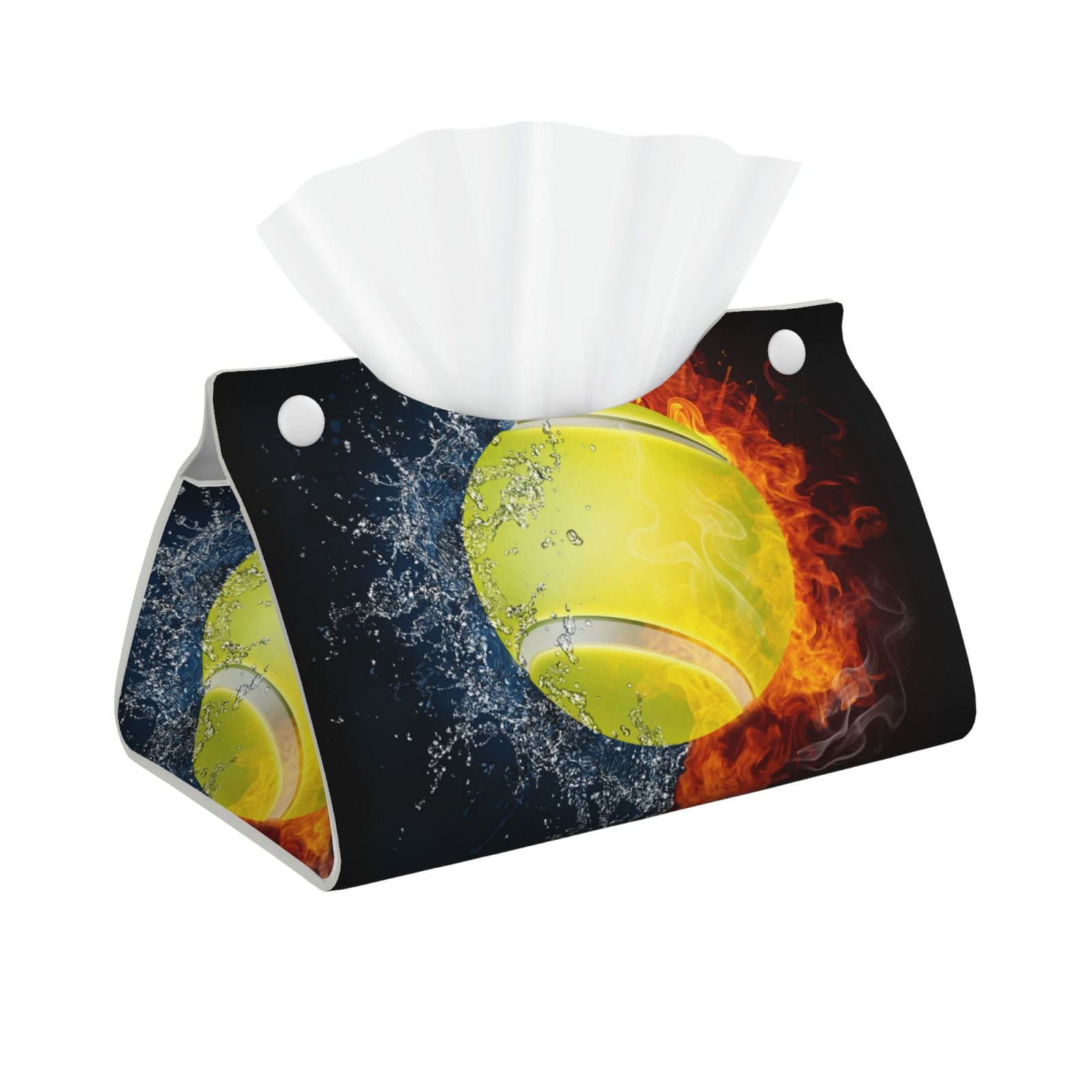 Sikiie Tennis Ball In Fire And Water Leather Tissue Box Cover Rectangle ...