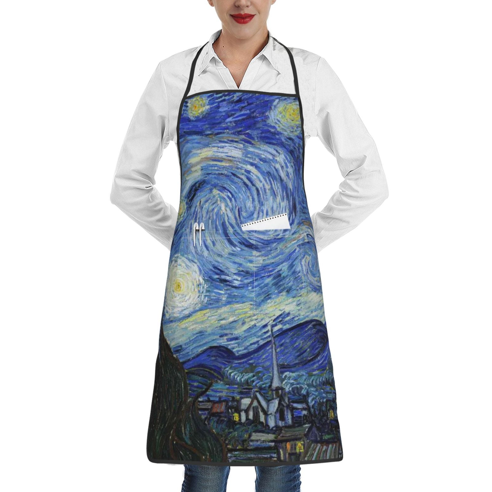 Sikiie The Starry Night Aprons for Kitchen Cooking Aprons, Chef Apron ...