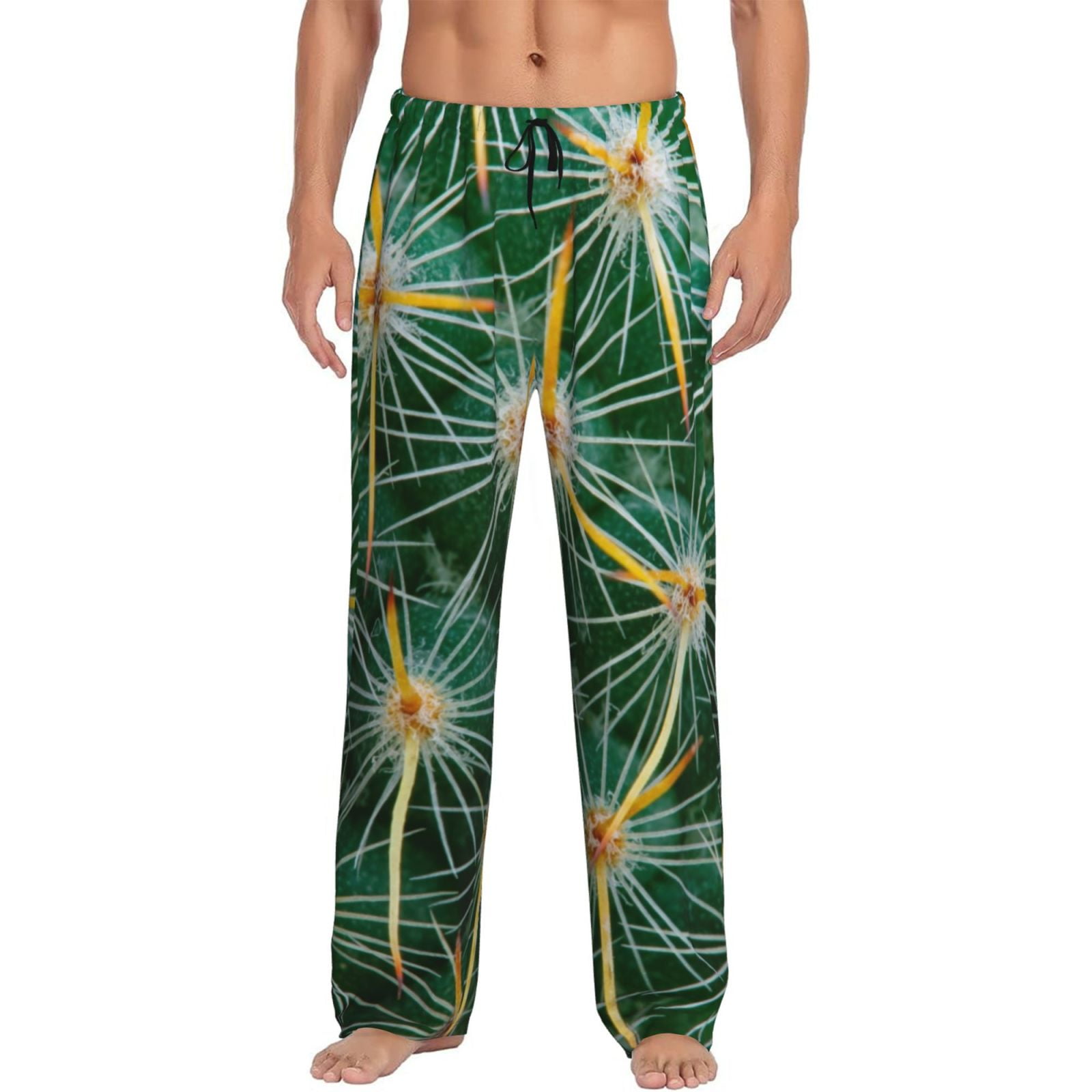 Sikiie Thorns Of Macro Cactus Pajama Pants Men, PJ Bottoms, Sleep ...