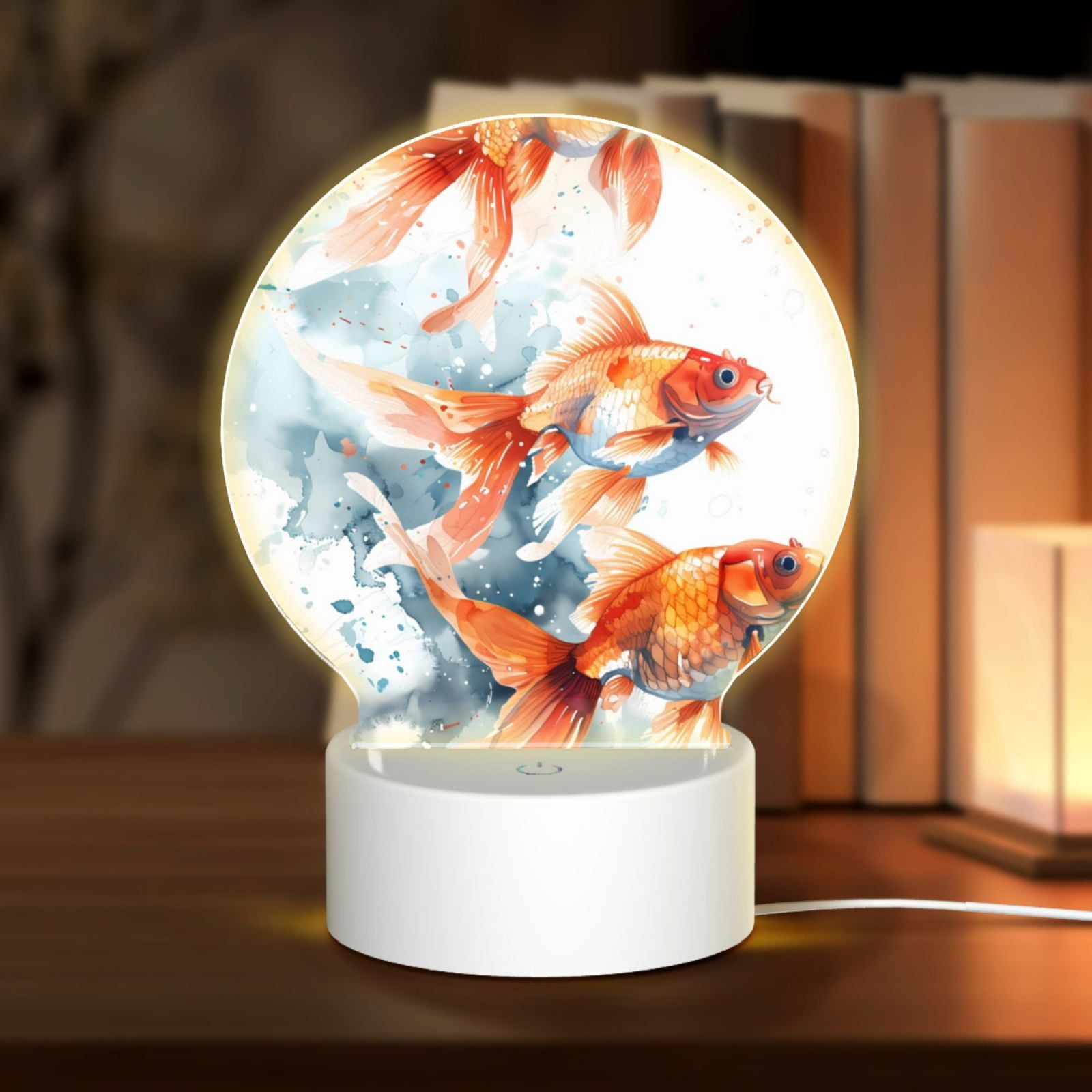 Sikiie Three Goldfish Watercolor Splash Acrylic Night Light Gift Custom ...