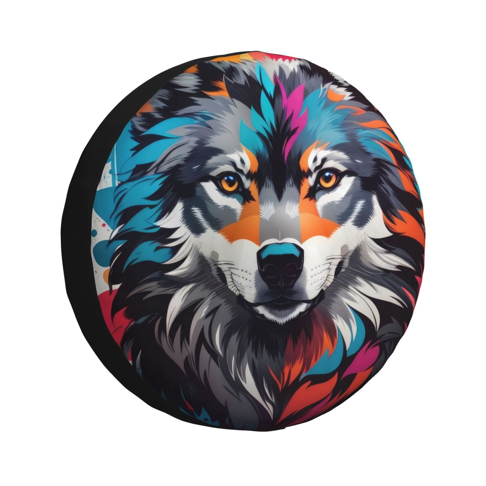 Sikiie Tie-Dye Wolf Head PVC Leather Spare Tire Wheel Cover Spare Tire ...