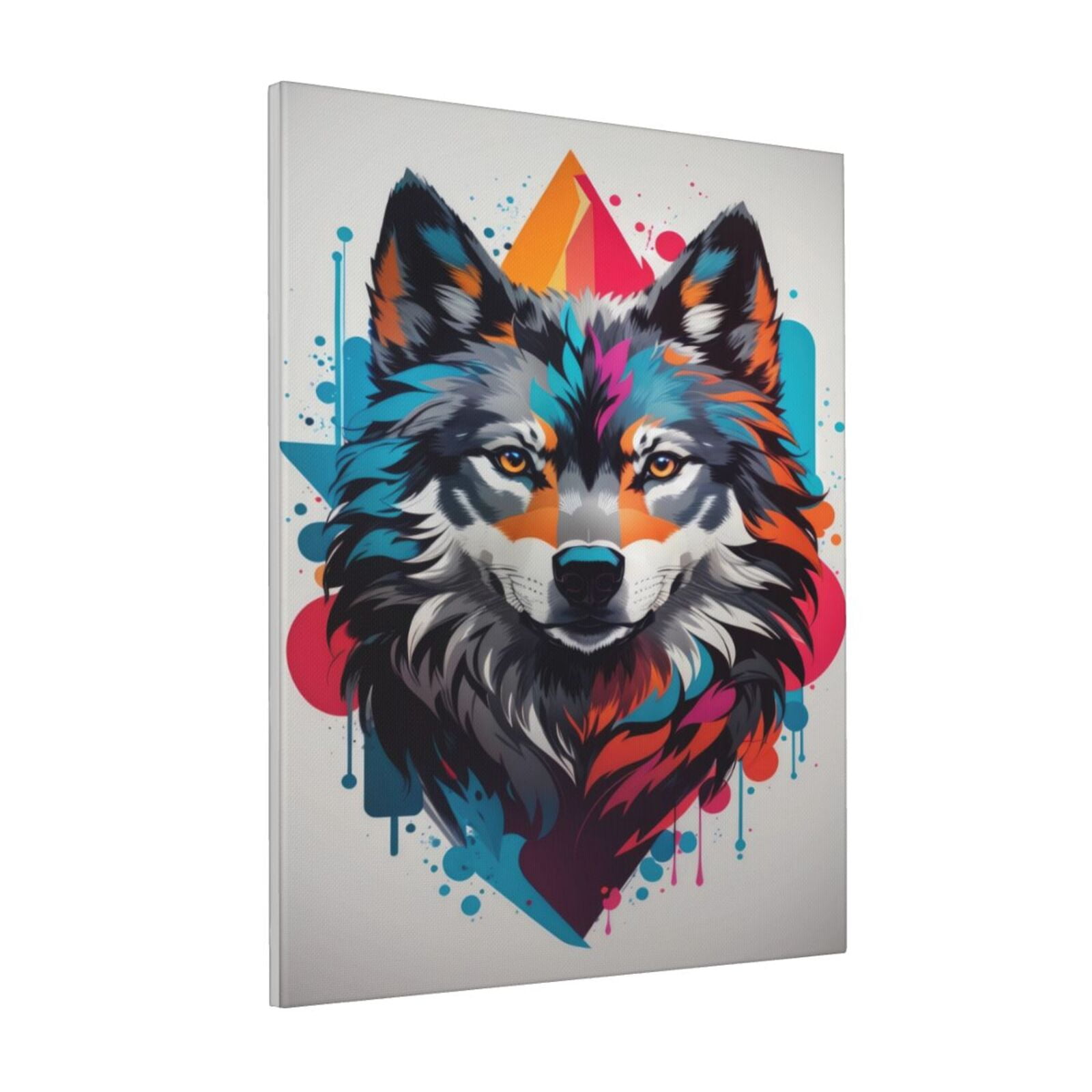 Sikiie Tie-Dye Wolf Head Print Canvas Decorative Hanging Painting, Anti ...