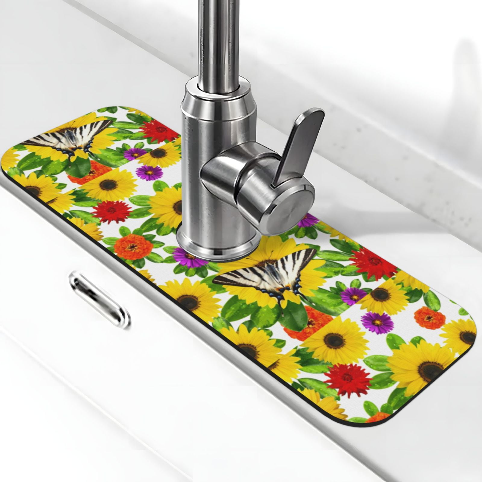 Sikiie Tiger Swallowtail On Flowers Splash Guard for Sink Faucet-1 PC ...