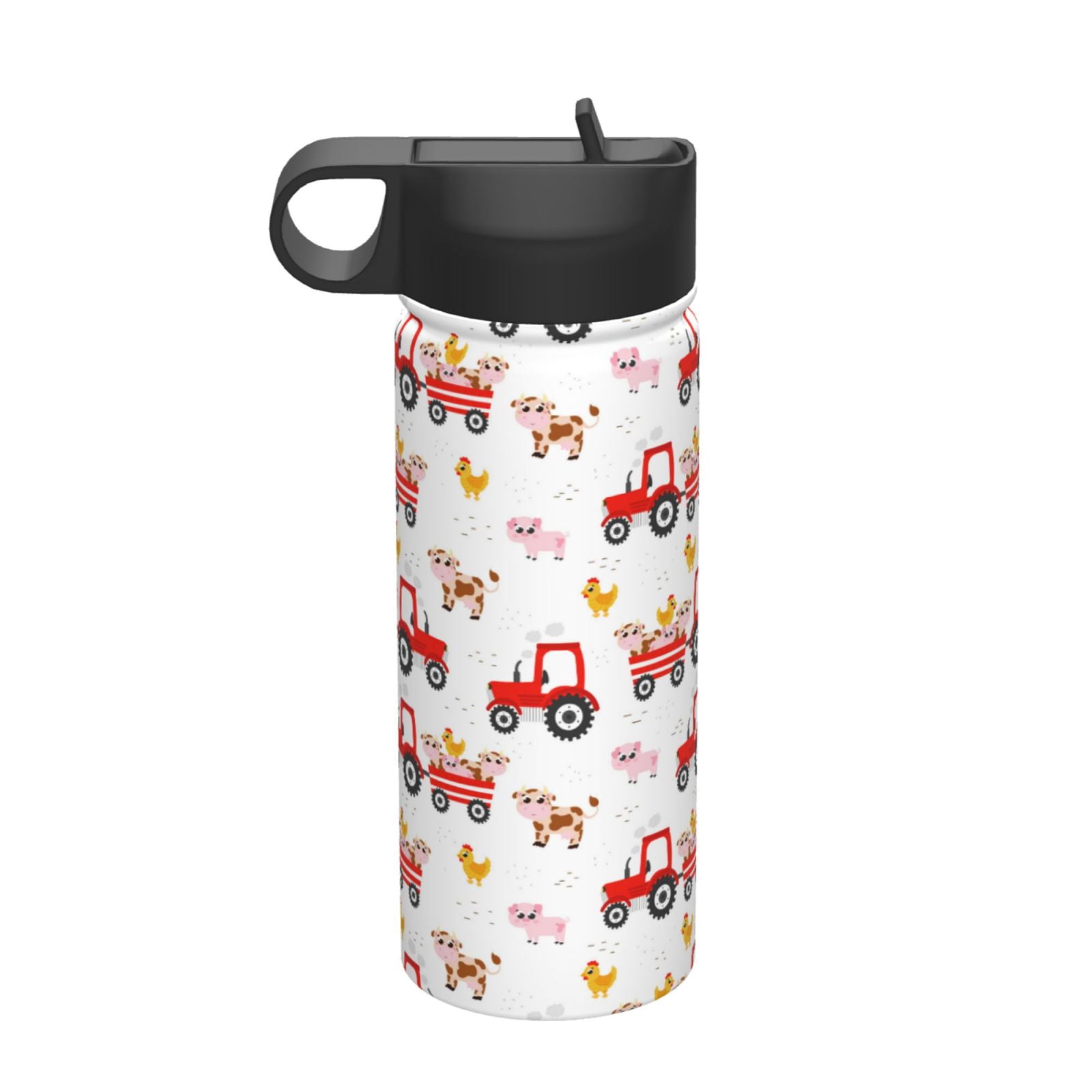 Sikiie Tractor With Farm Animals Print 18OZ Insulated Straw Cup ...