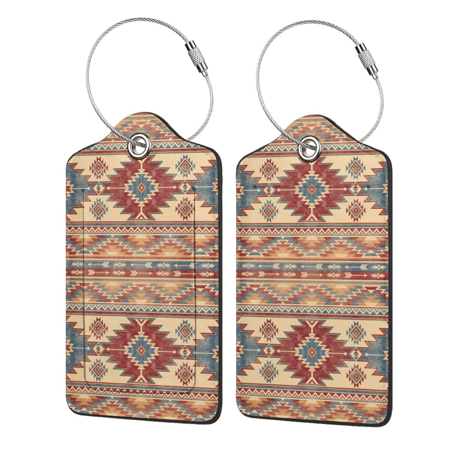 Sikiie Traditional Tribal Aztec Luggage Tag for Suitcase Leather ...