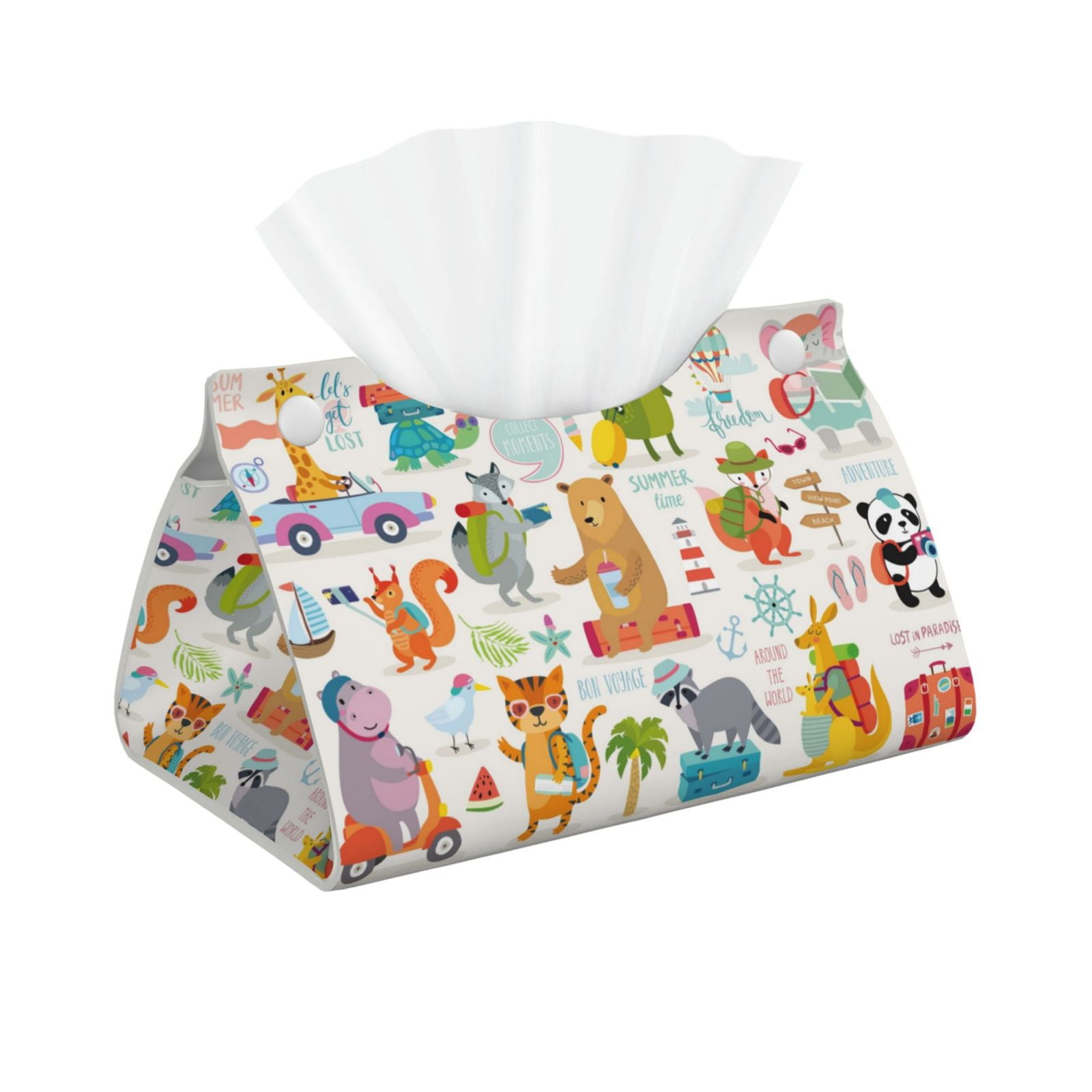 Sikiie Travel Animals Leather Tissue Box Cover Rectangle, Long Tissue ...