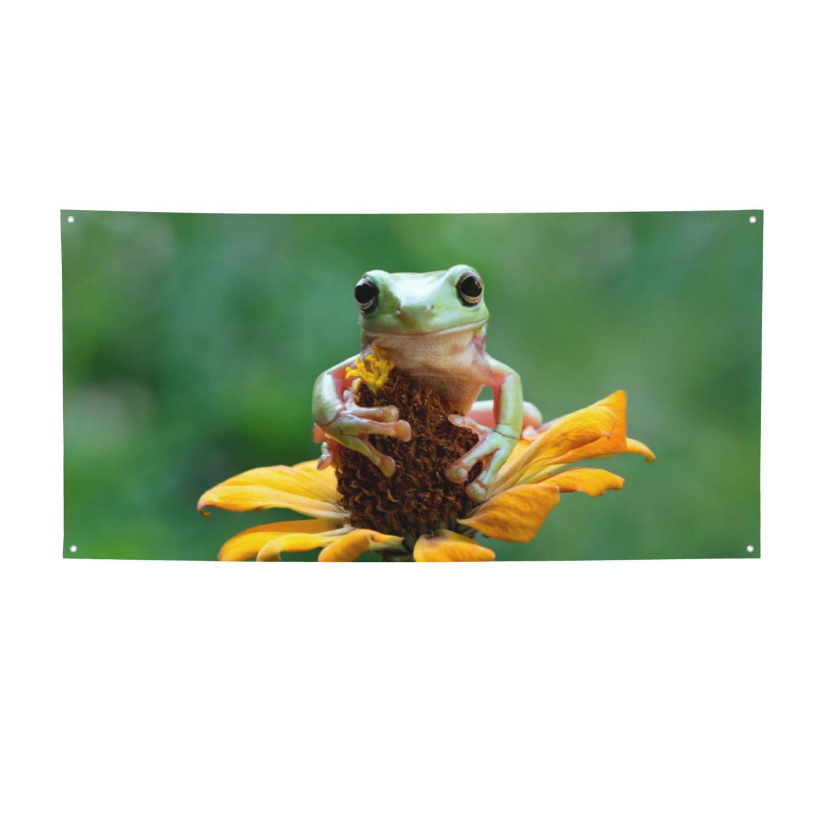 Sikiie Tree Frog Sitting On Sunflowes Custom Banners and Signs ...