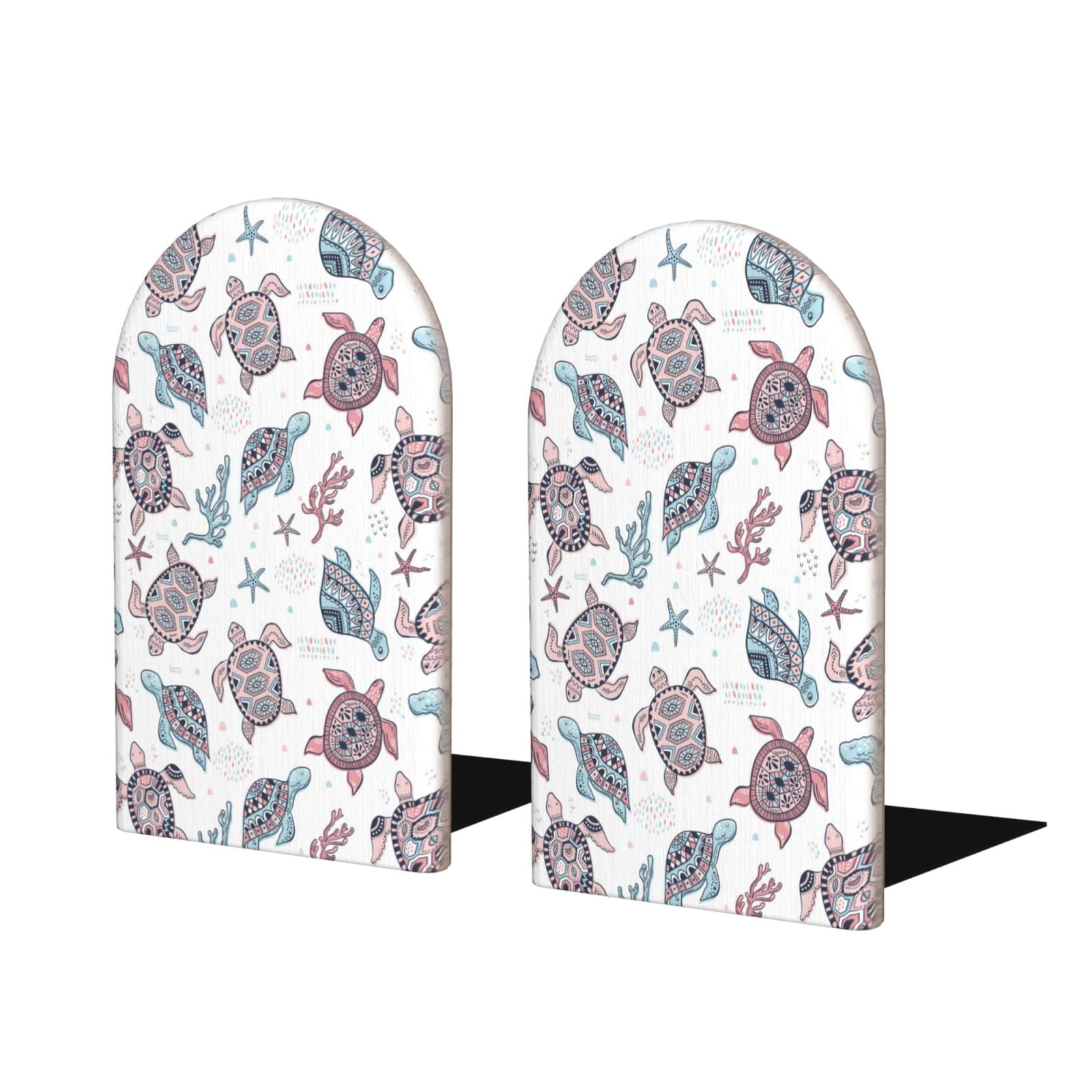 Sikiie Tribal Style Turtle Bookends 1 Pair, Wood Bookends for Shelves ...