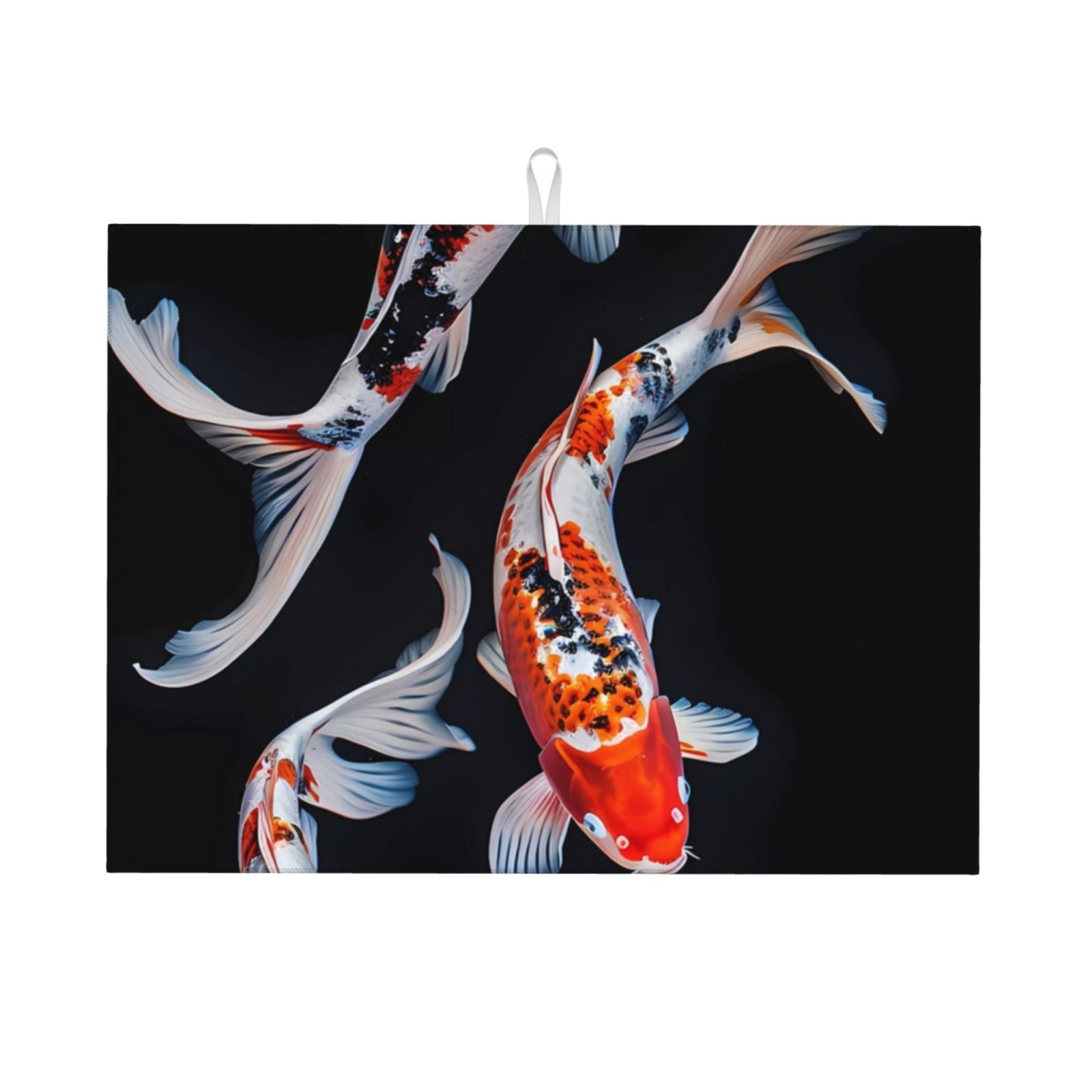 Sikiie Tricolor Koi Fish Trio Dish Drying Mat, Kitchen Counter Mat ...