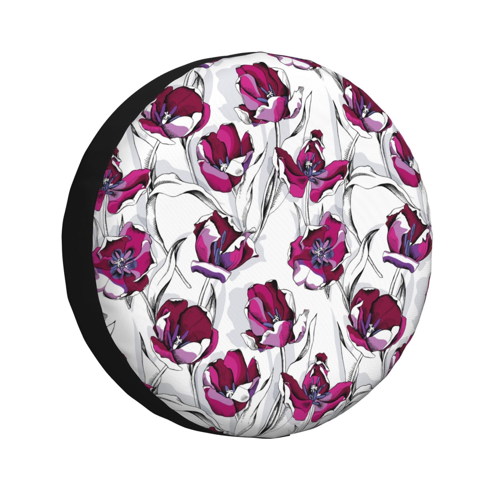 Sikiie Tulips Flowers PVC Leather Spare Tire Wheel Cover Spare Tire ...