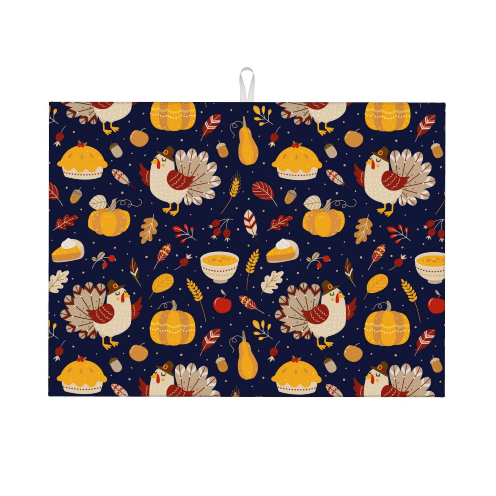 Sikiie Turkey And Autumn Dish Drying Mat, Kitchen Counter Mat, Self ...