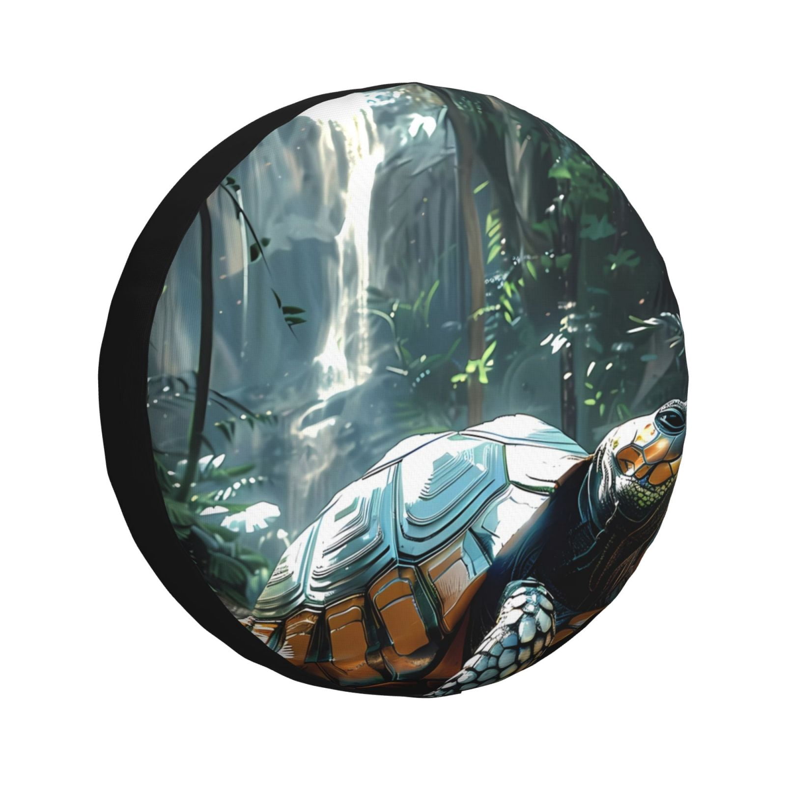 Sikiie Turtle In Jungle Waterfall PVC Leather Spare Tire Wheel Cover ...